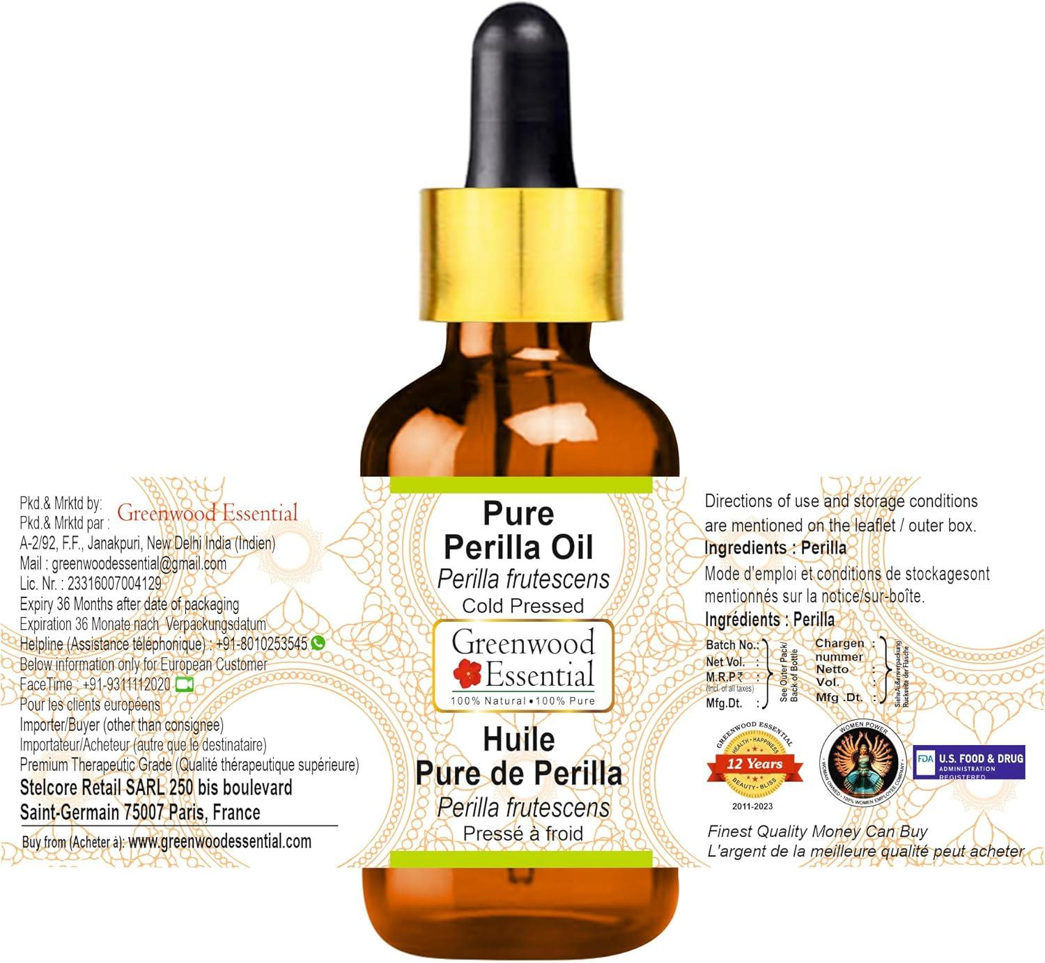 Buy Pure Perilla Oil (Perilla frutescens) Cold Pressed 50ml | Premium ...