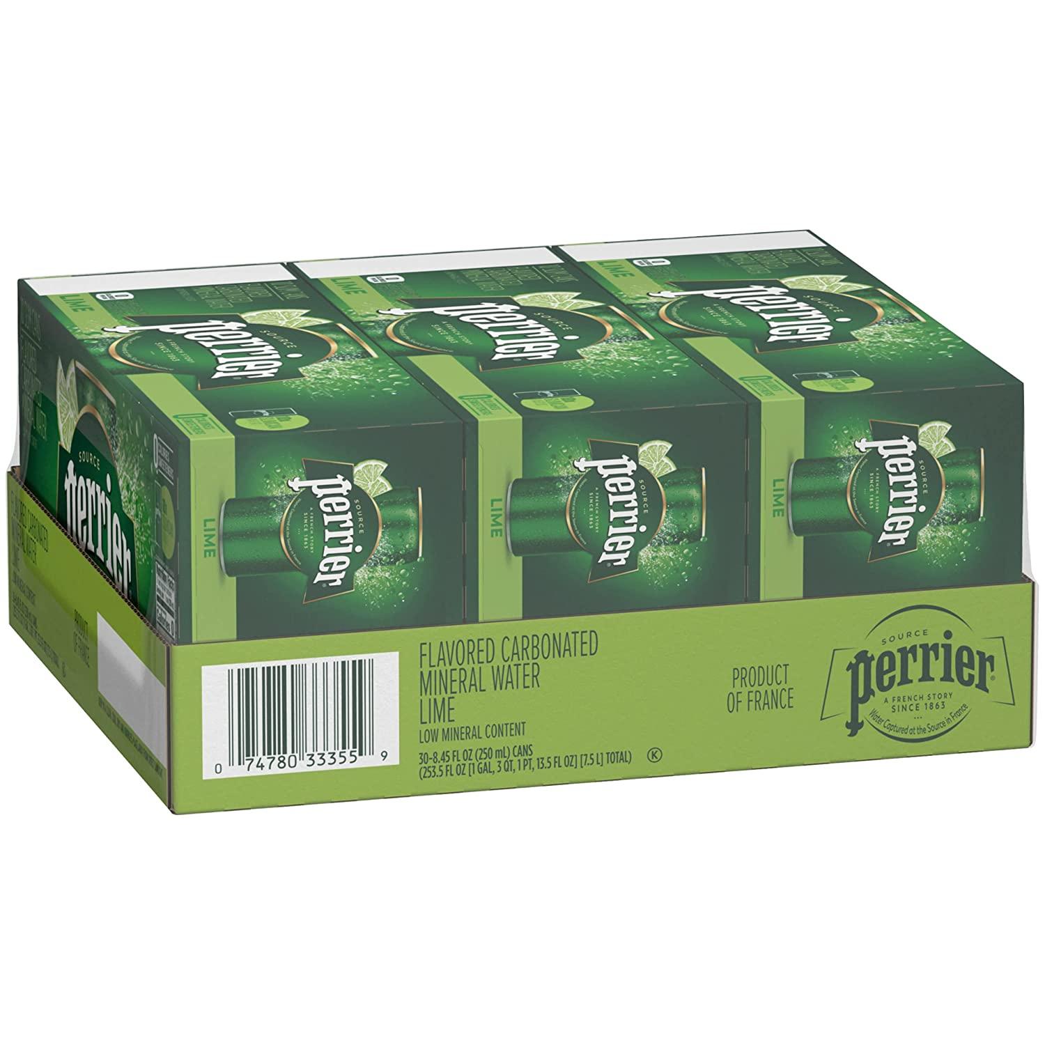 Perrier Lime Sparkling Water 30 Count - Refreshing 8.45 FL OZ Slim Cans ...