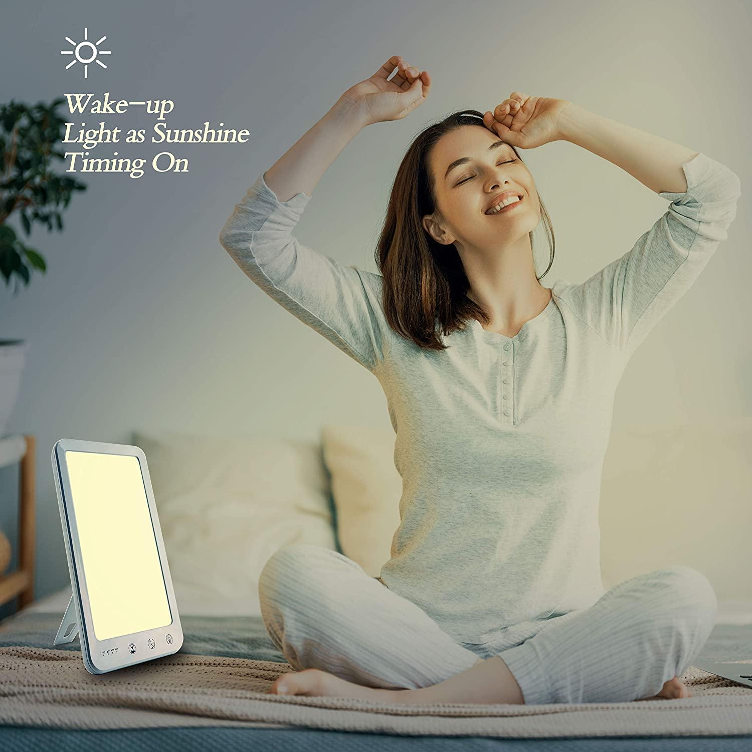 Ultra-Thin UV-Free Light Therapy Lamp | 10000 Lux, Touch Control, 3 ...