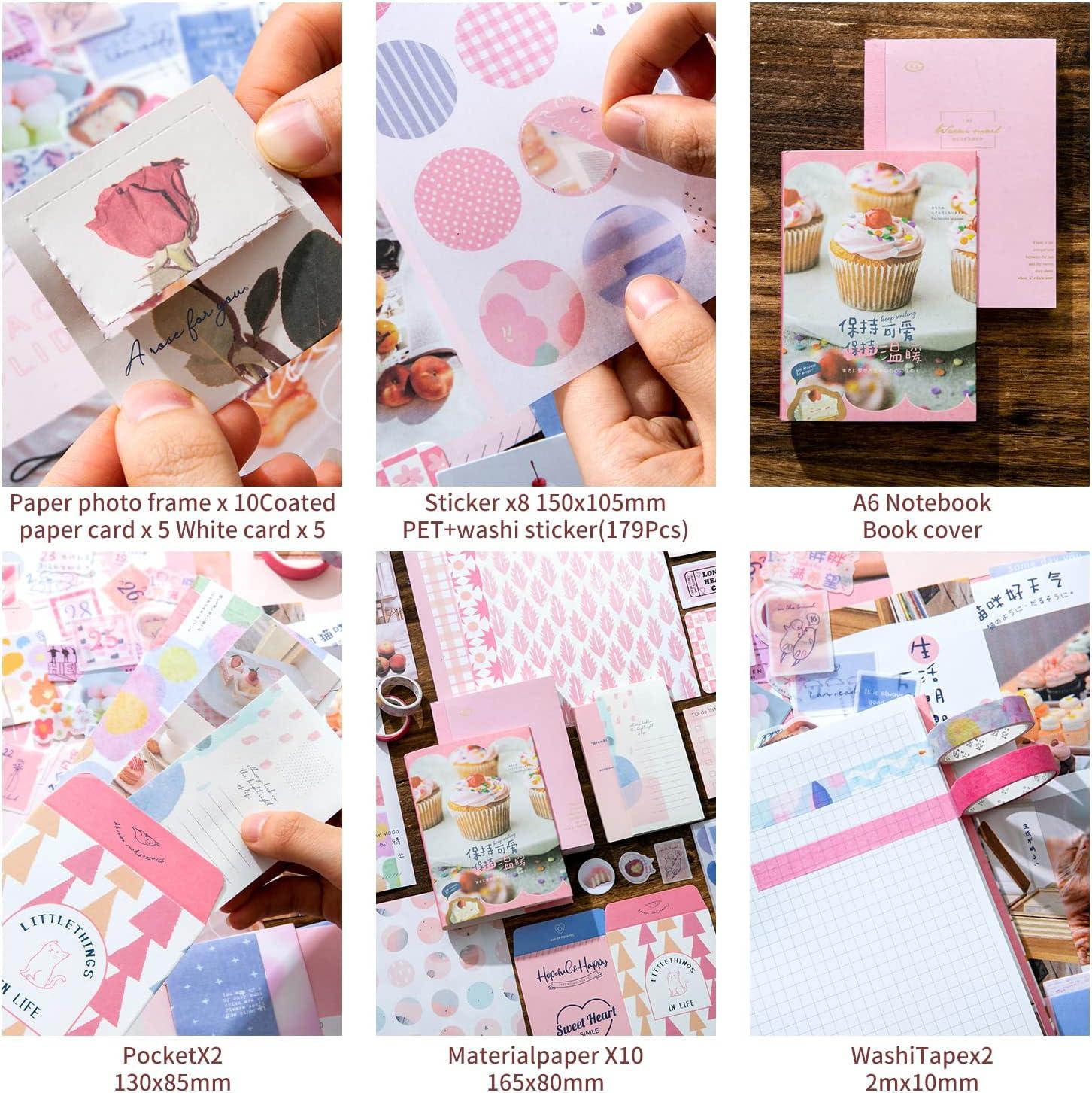 348 Pcs Pink Cute Kawaii Scrapbooking Kit for Bullet Journaling & DIY ...