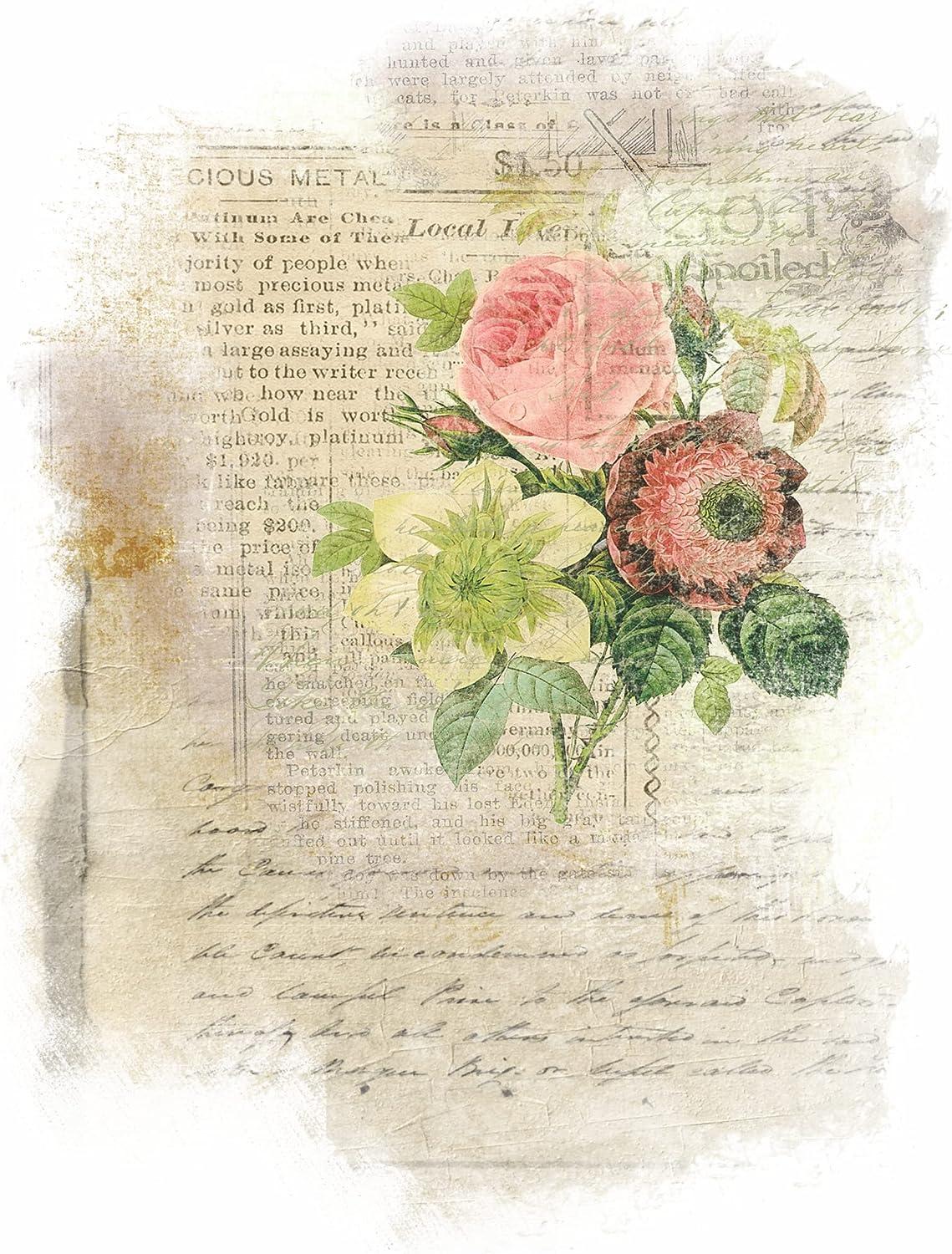 Flower Overlay Rice Paper - 8x10.5 inch, 6 Different Printed Images ...