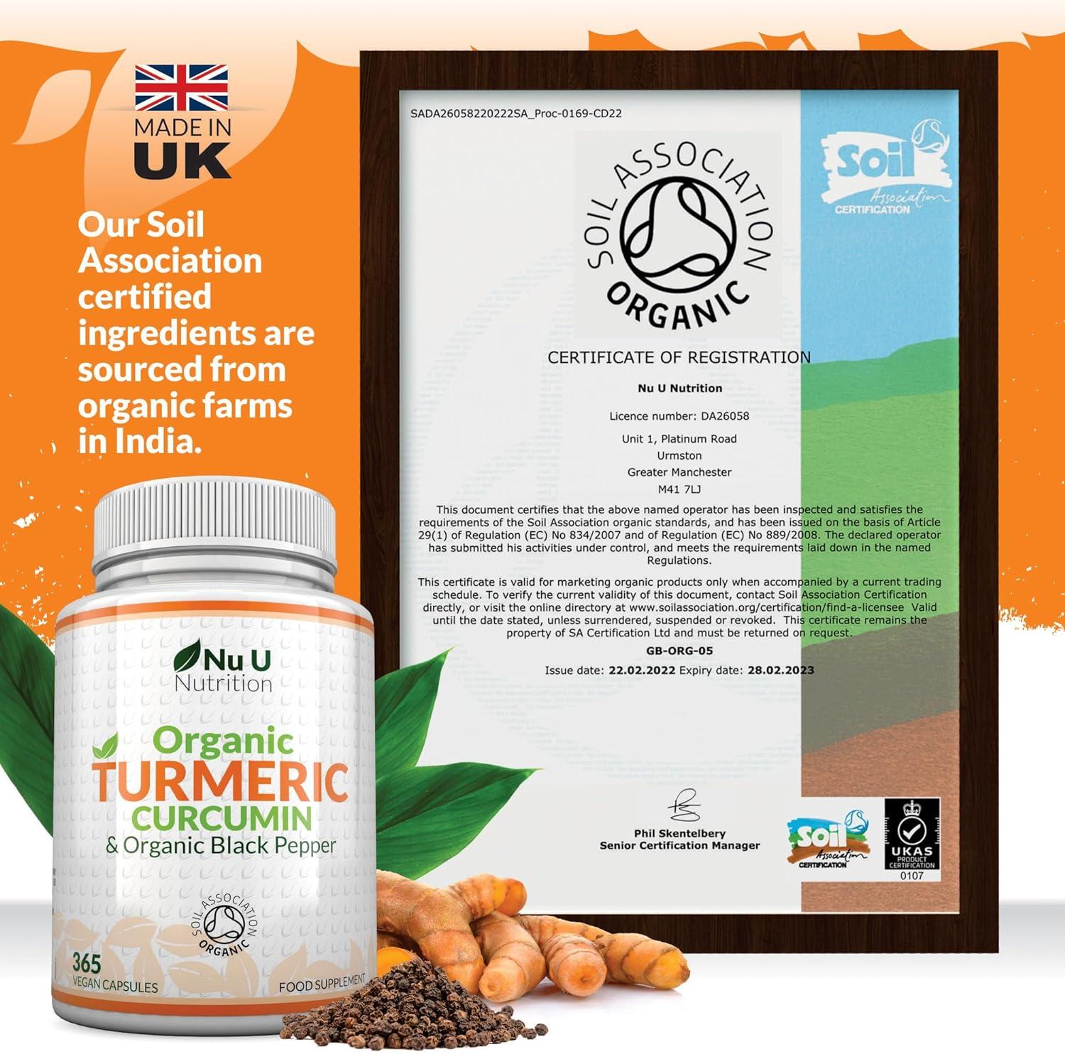 Organic Turmeric & Black Pepper Capsules 600mg - 365 Vegan Capsules ...