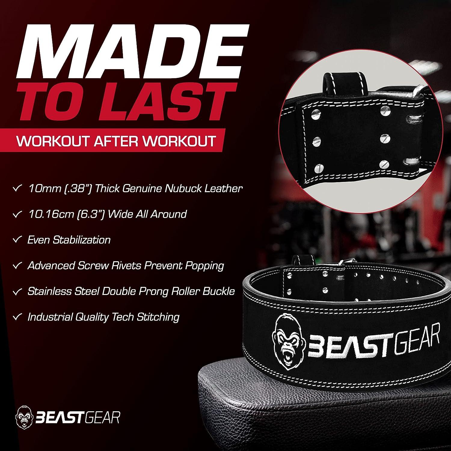 Beast Gear PowerBelt - Premium 4x10mm Nubuck Leather Powerlifting Belt ...