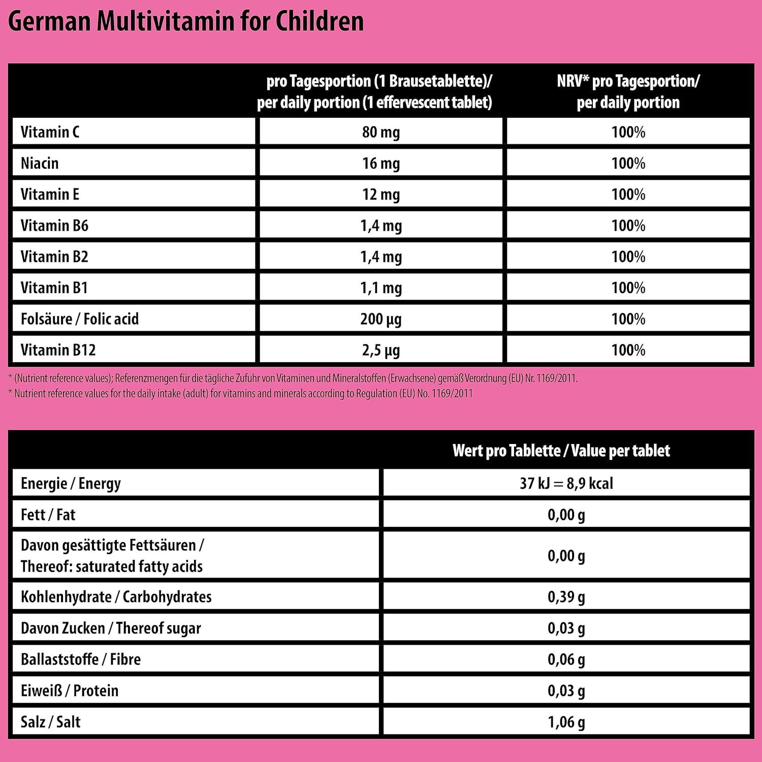 Buy German Multivitamin Effervescent Tablets for Children - 5x20 Sweet ...