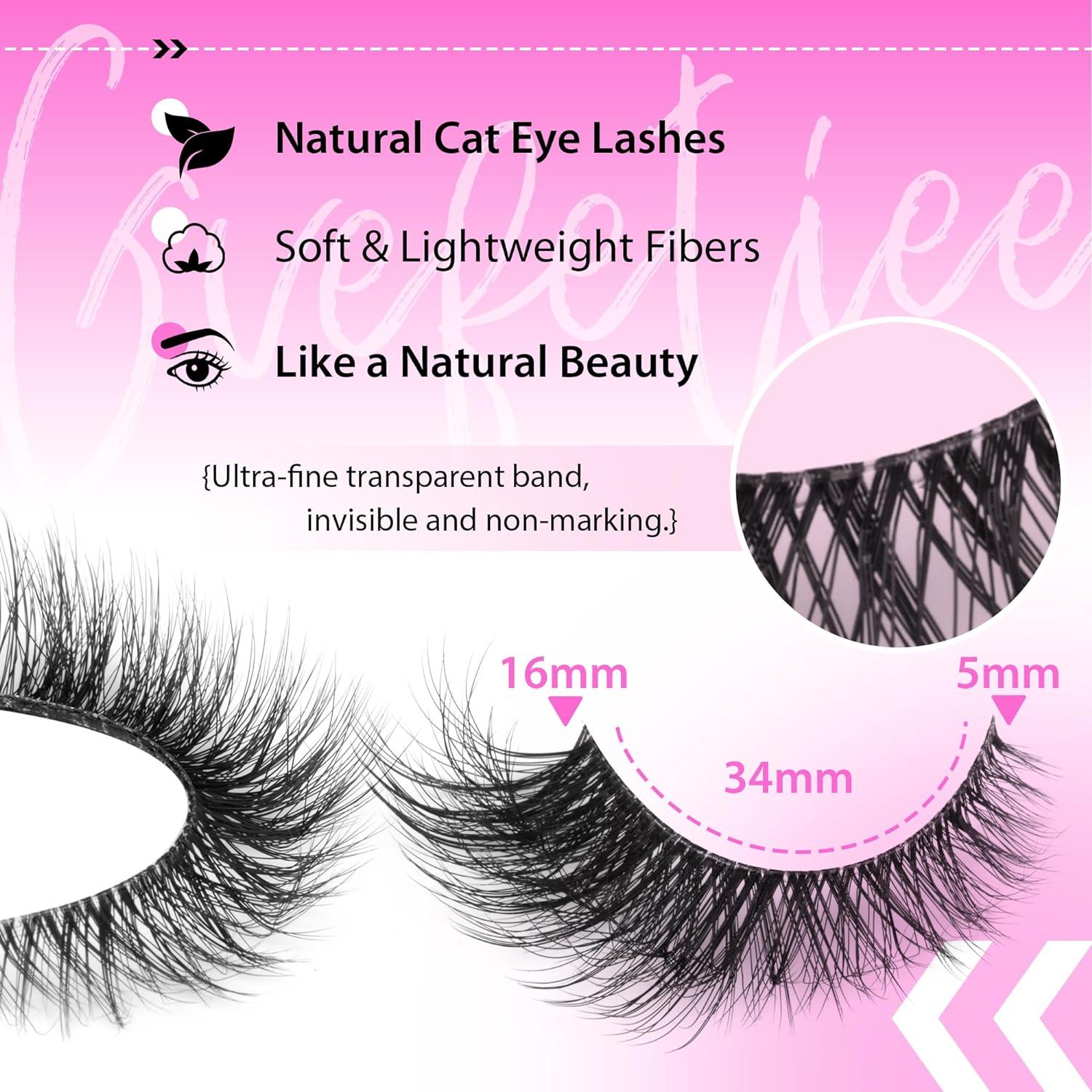 Fox Eye Lashes Wispy Eyelashes Natural Look Clear Band Lashes Fluffy ...