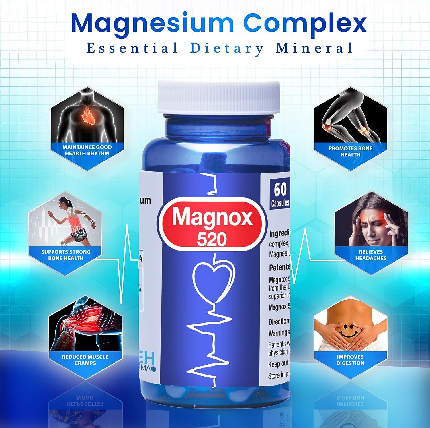 MAGNOX 520 - High Absorption 520mg Magnesium Supplement with Dead Sea ...