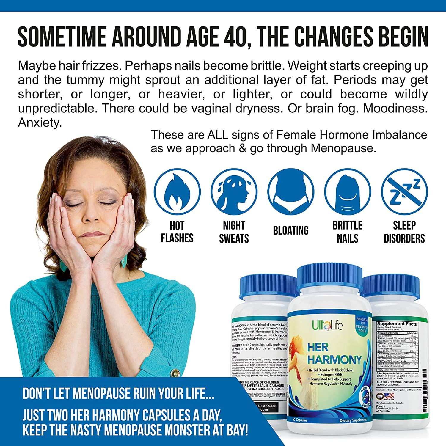 Her Harmony Advanced Menopause Supplement + Black Cohosh - Mood Swings ...
