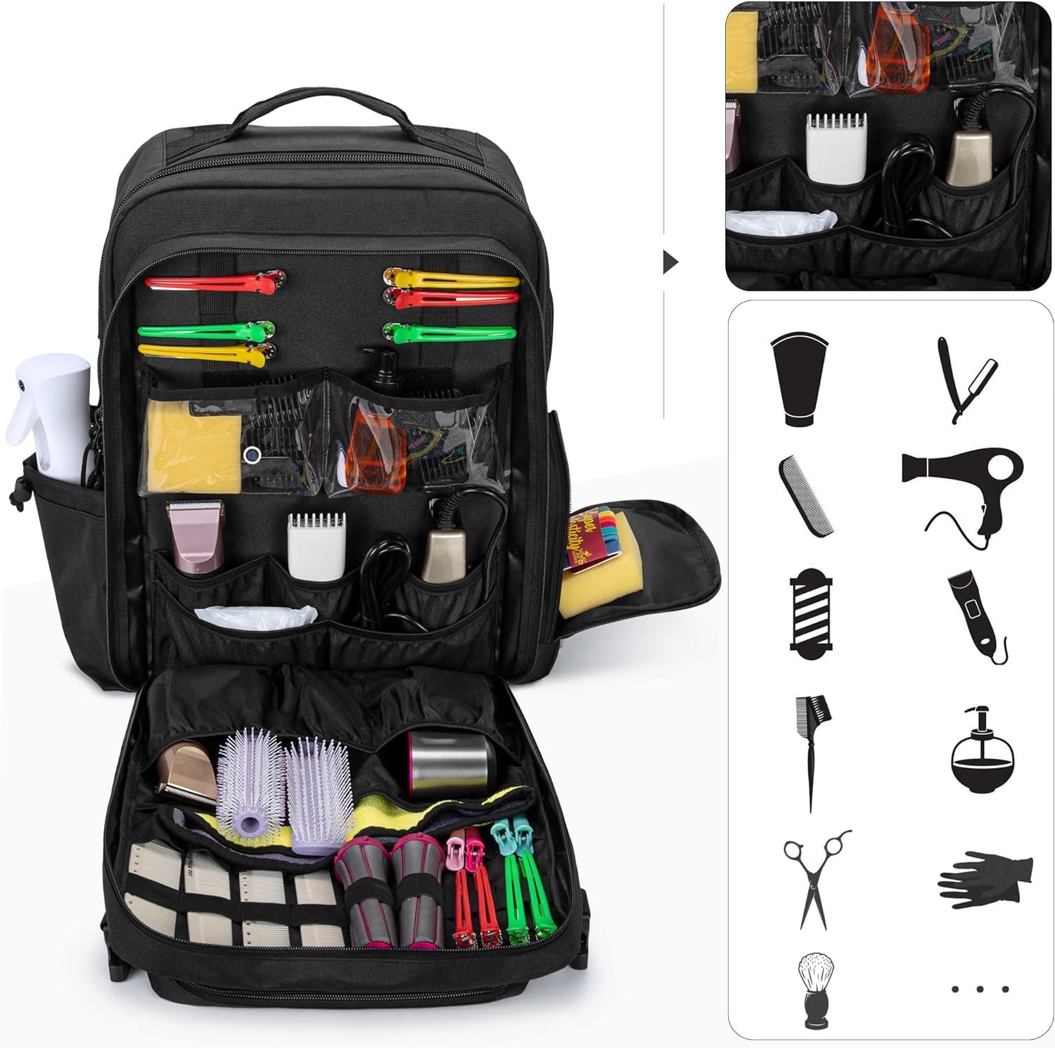 BAFASO Travel Barber Case - Stylish Black Barber Bag for Styling Tools ...