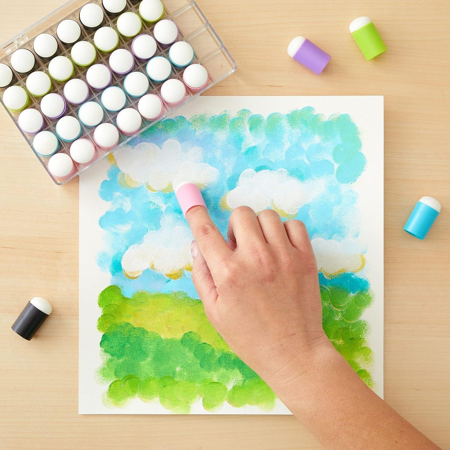 40 Pack Finger Painting Sponge Daubers - Stamping and Blending Tool for ...