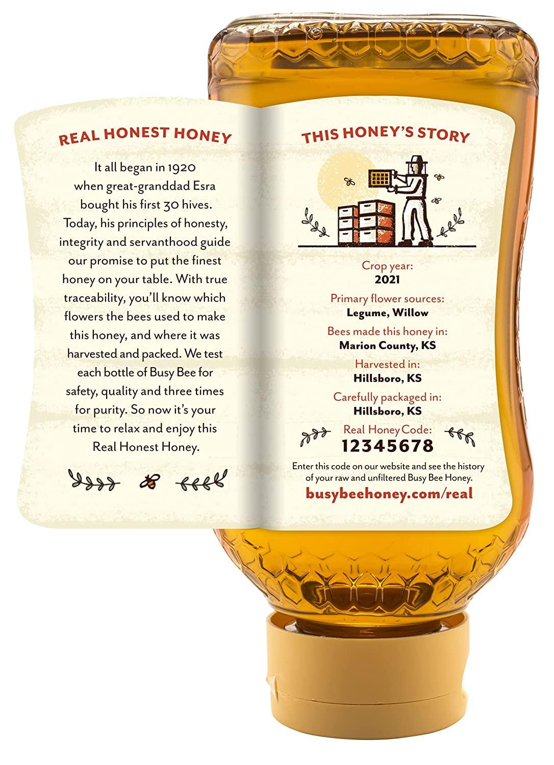 Busy Bee Raw Unfiltered USA Wildflower Honey 16 Ounce - 1 LB | 100% ...