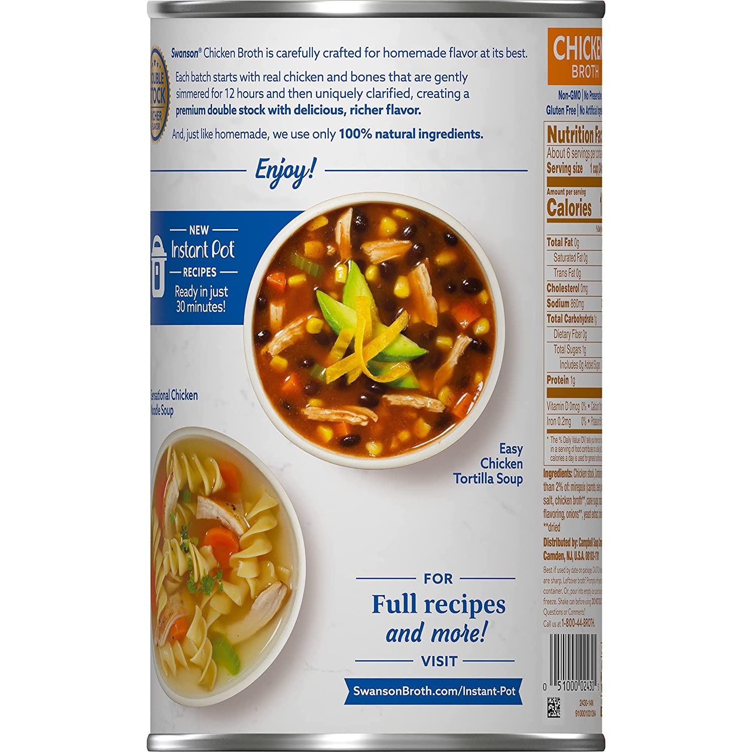 Swanson Chicken Broth 49.5 oz. Can - Premium Quality Broth for Cooking ...