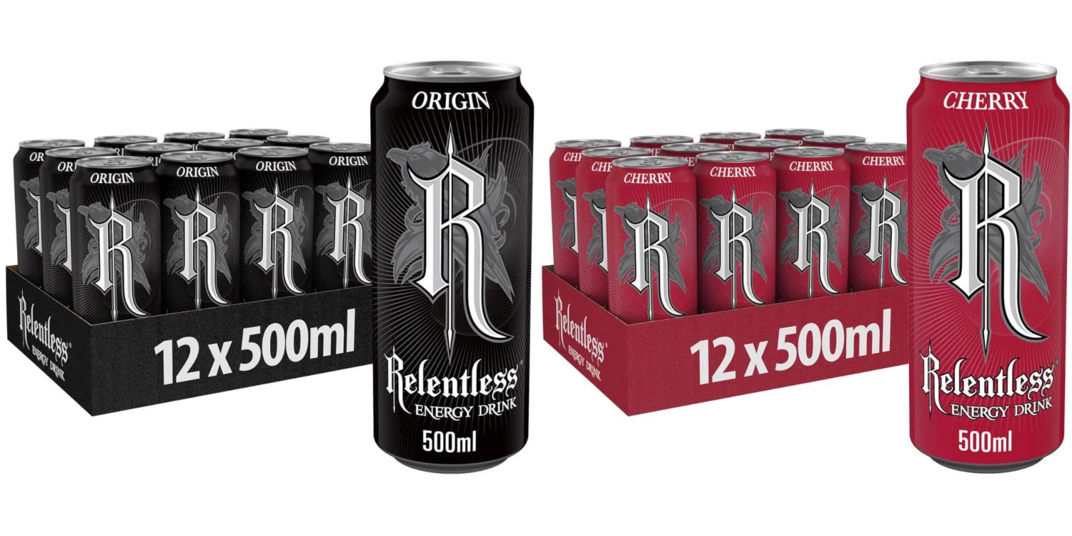 Relentless Energy Drinks 24 Pack 500ml 12 Cans of Origin & 12 Cans of ...
