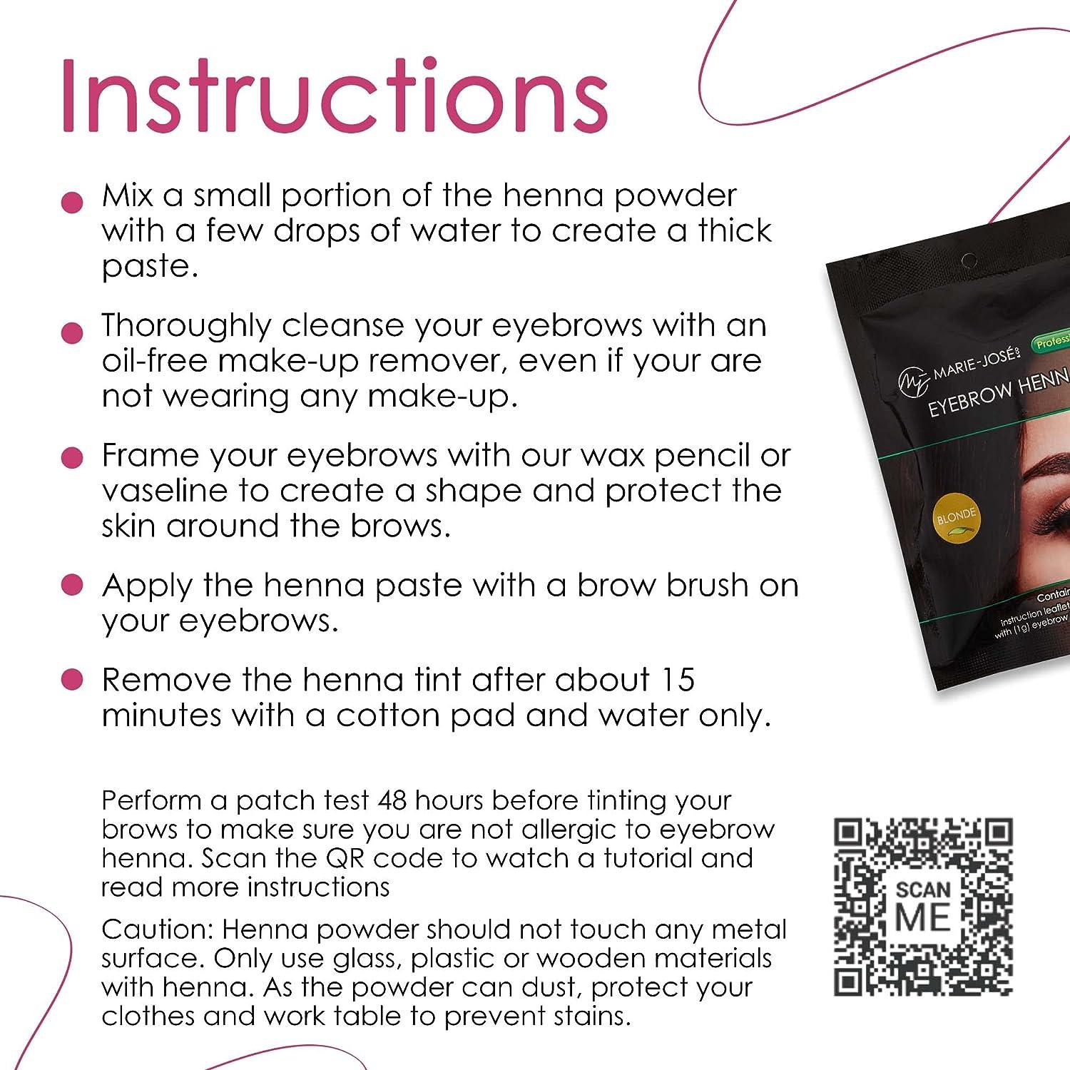 Marie-Jos & Co Blonde Henna Brow Tinting Kit - Long-Lasting, Water ...