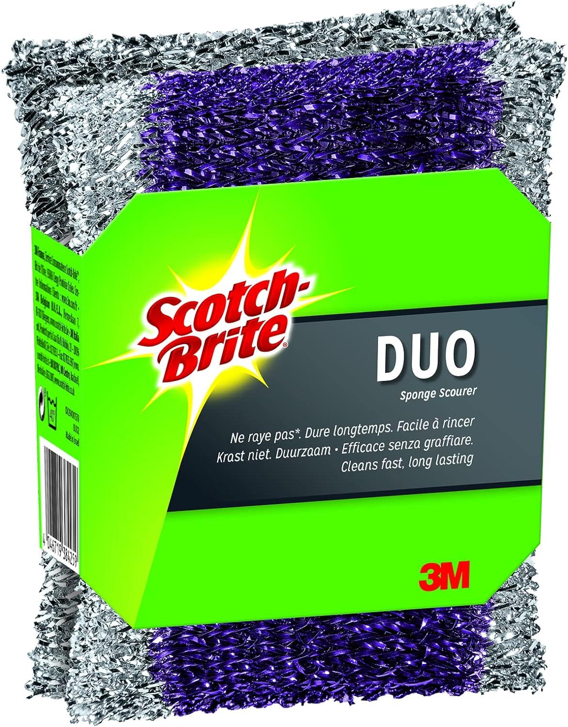 3M Scotch-Brite 43980 Duo Cleaning Sponges 2-Piece Grey Silver Stay ...