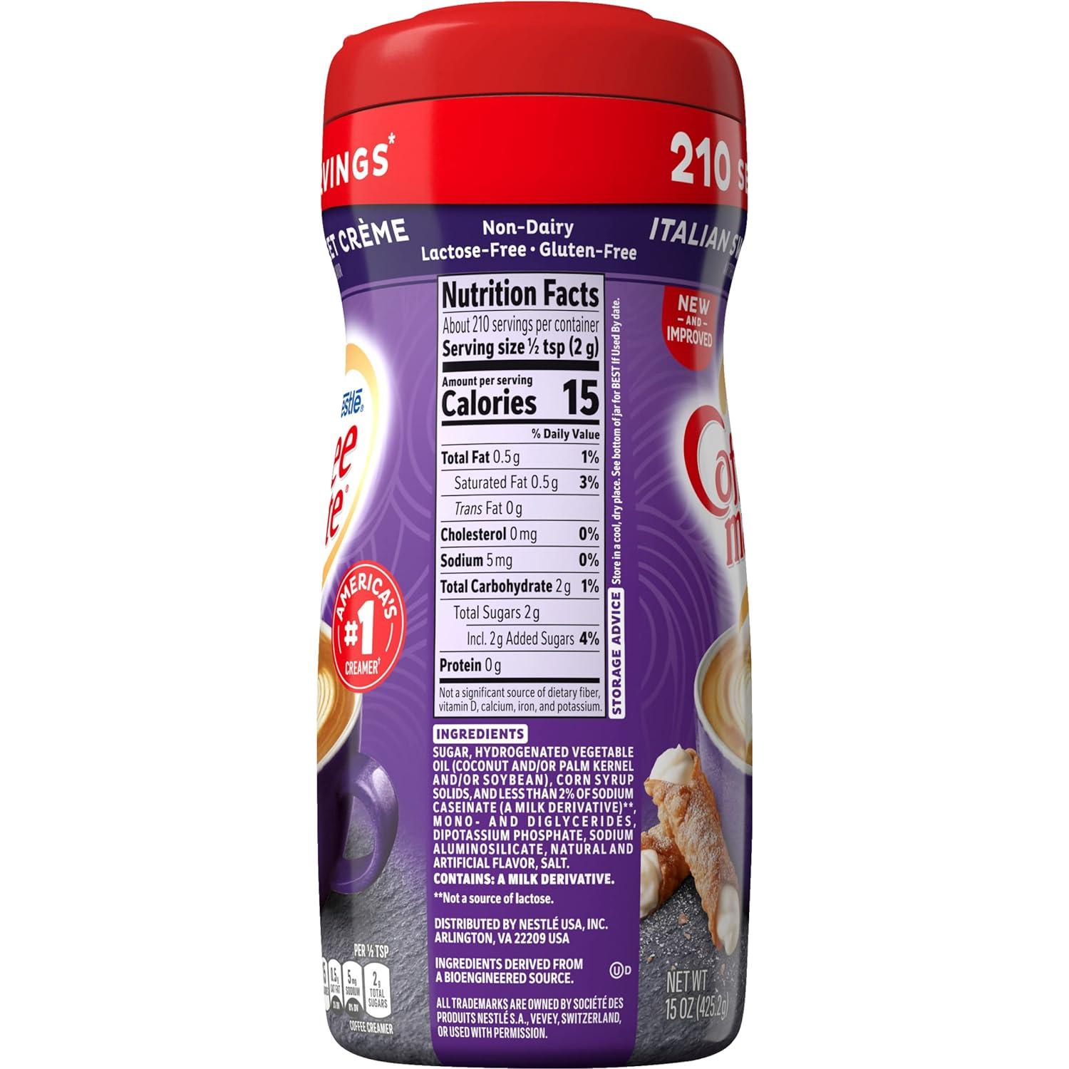 Nestle Coffee Mate Italian Sweet Creme Powder Coffee Creamer 15 oz ...