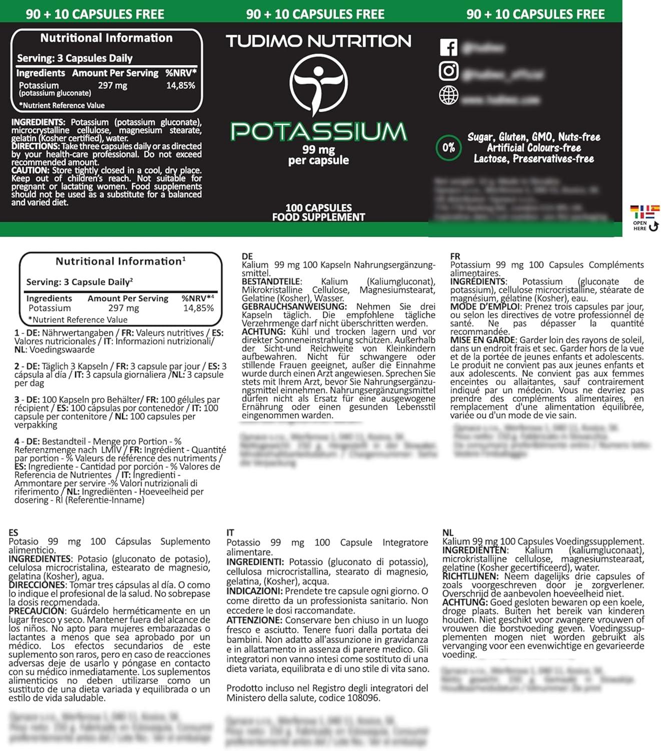 Potassium High-Dose Capsules 99mg - 100 Fast-Resolving Tablets (8-Pack ...