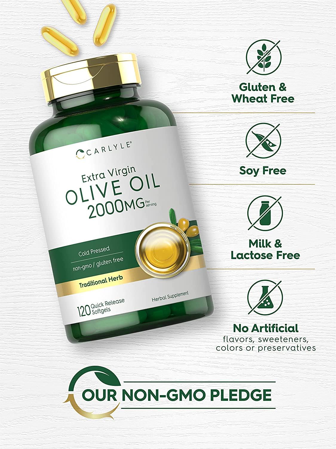 Carlyle Olive Oil Supplement 2000mg | 120 Softgels | Cold Pressed Extra ...
