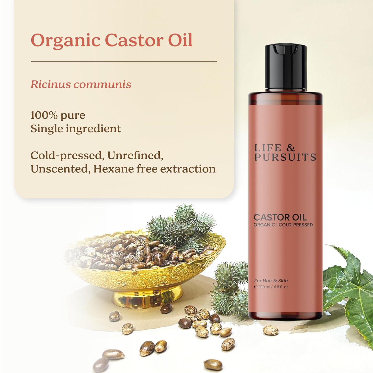 Life & Pursuits Organic Castor Oil - 100% Pure Cold-Pressed Hexane Free ...