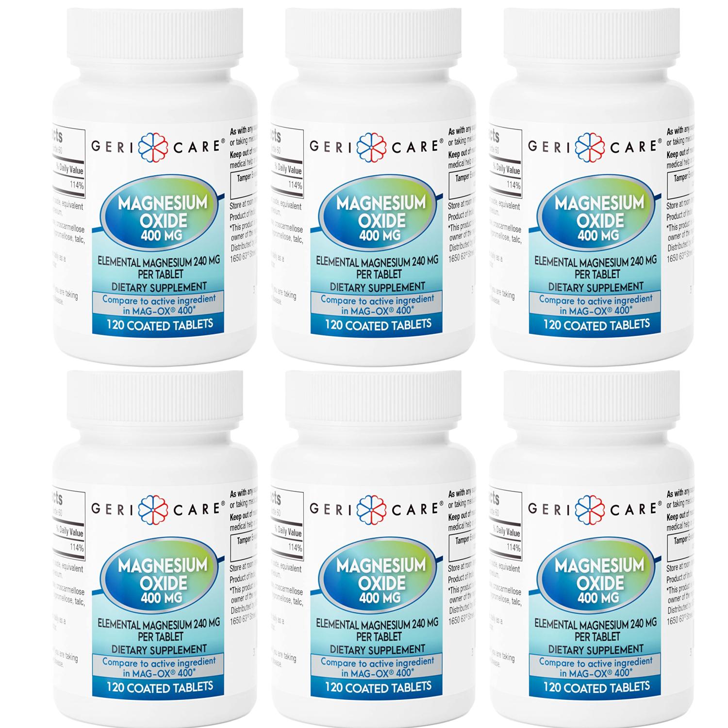 Geri Care Magnesium Oxide 400mg - 120 Tablets x 6 Bottles