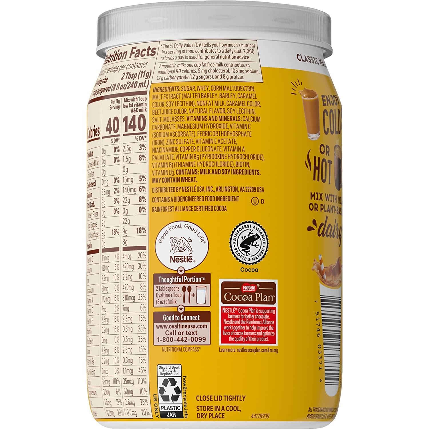 Ovaltine Classic Malt - 12 Ounce x 2 Pack | Rich Malt Flavored Drink ...