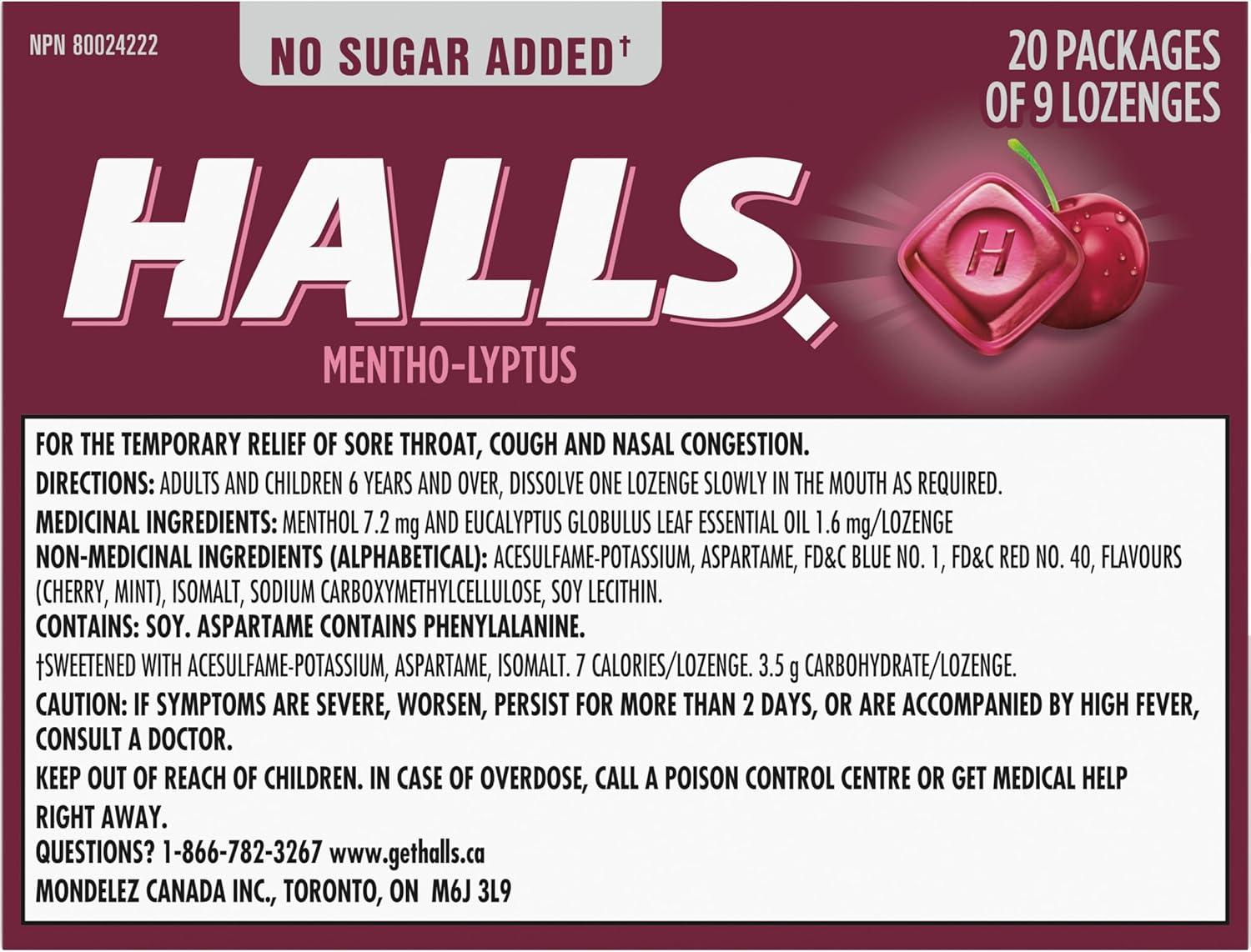 halls cough sweets ingredients