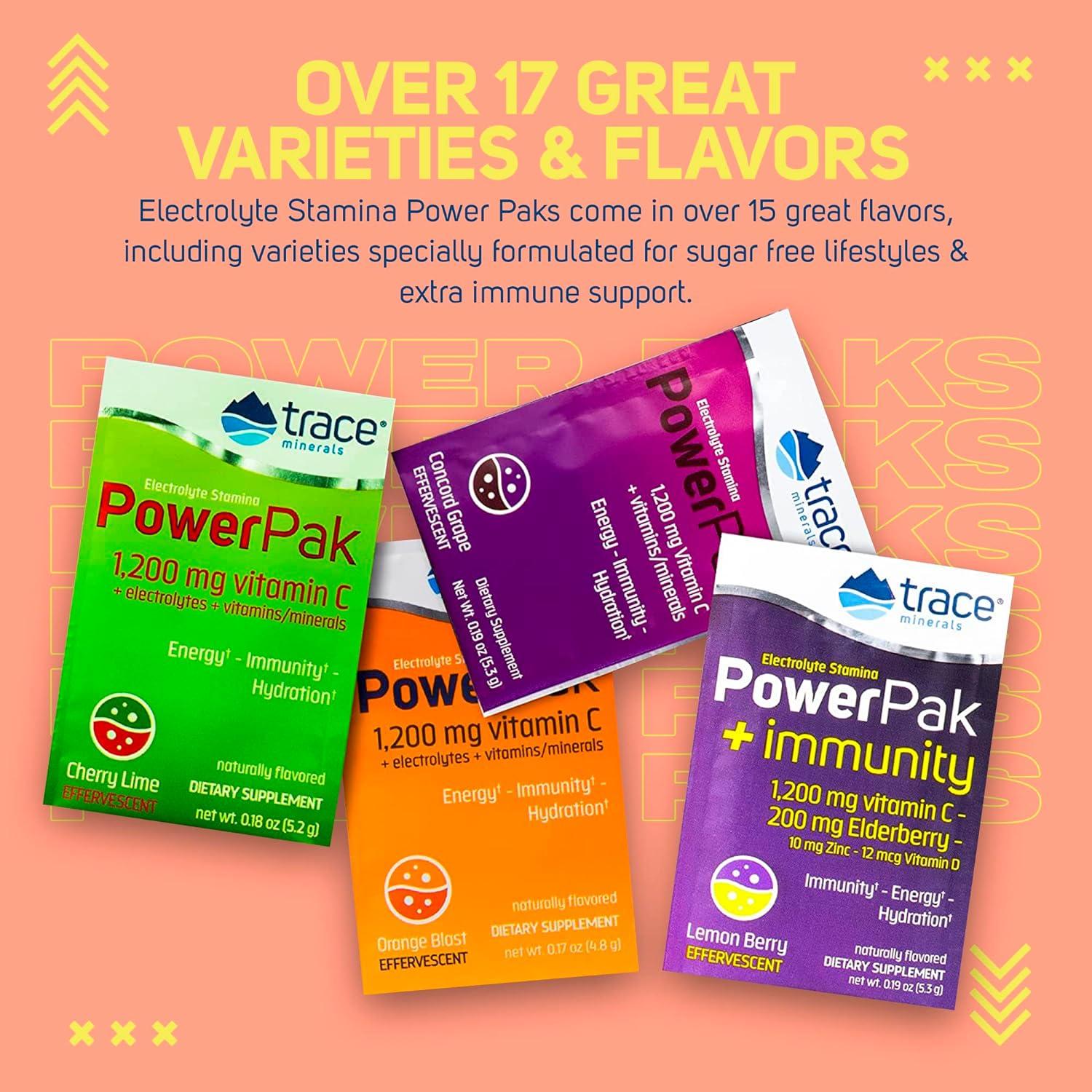 Trace Minerals Power Pak Electrolyte + Immunity Boost Drink Packets ...