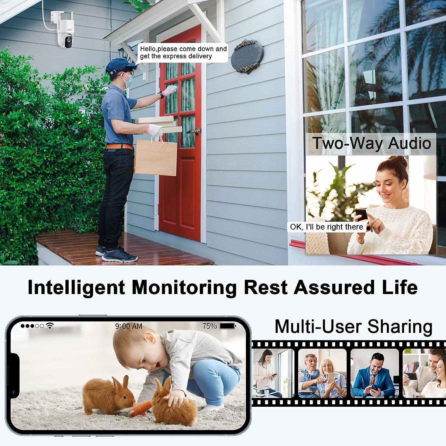 AMTIFO Solar Wireless Outdoor Security Camera - 2K WiFi Surveillance ...