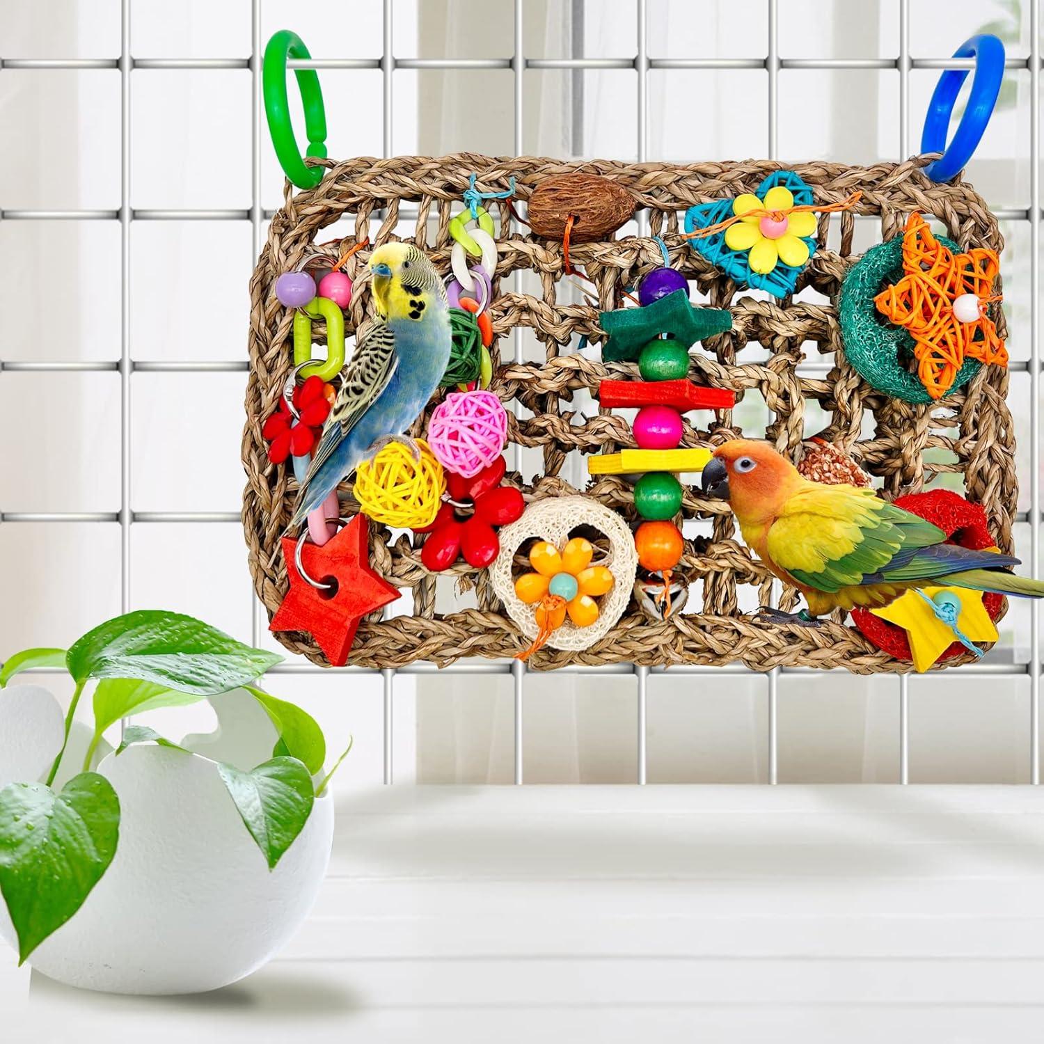 Wellensing Colorful Wavy Toy Accessories for Parrots - Edible Seagrass ...