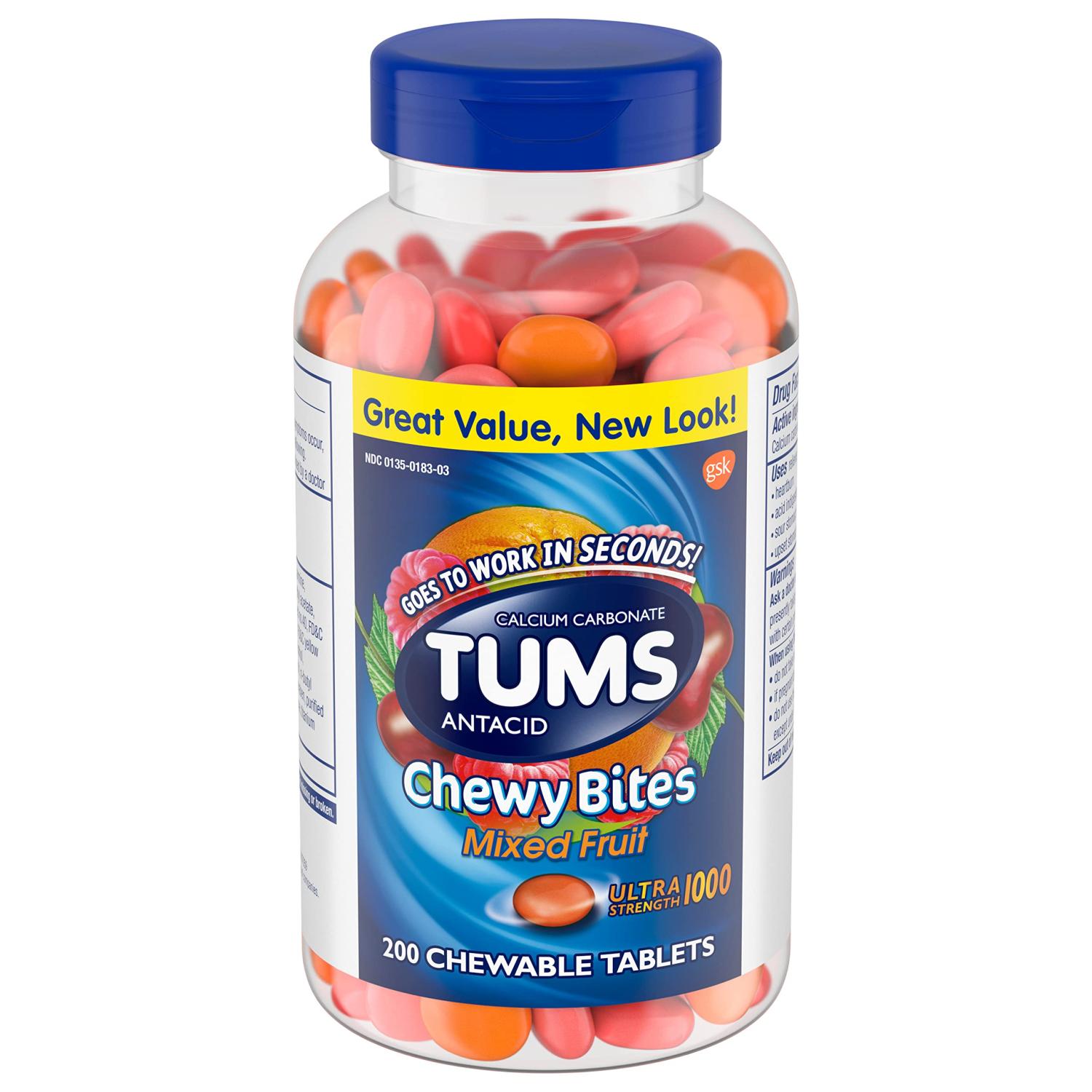TUMS Chewable Bites Ultra Strength Antacid Tablets - Mixed Fruit Flavor ...