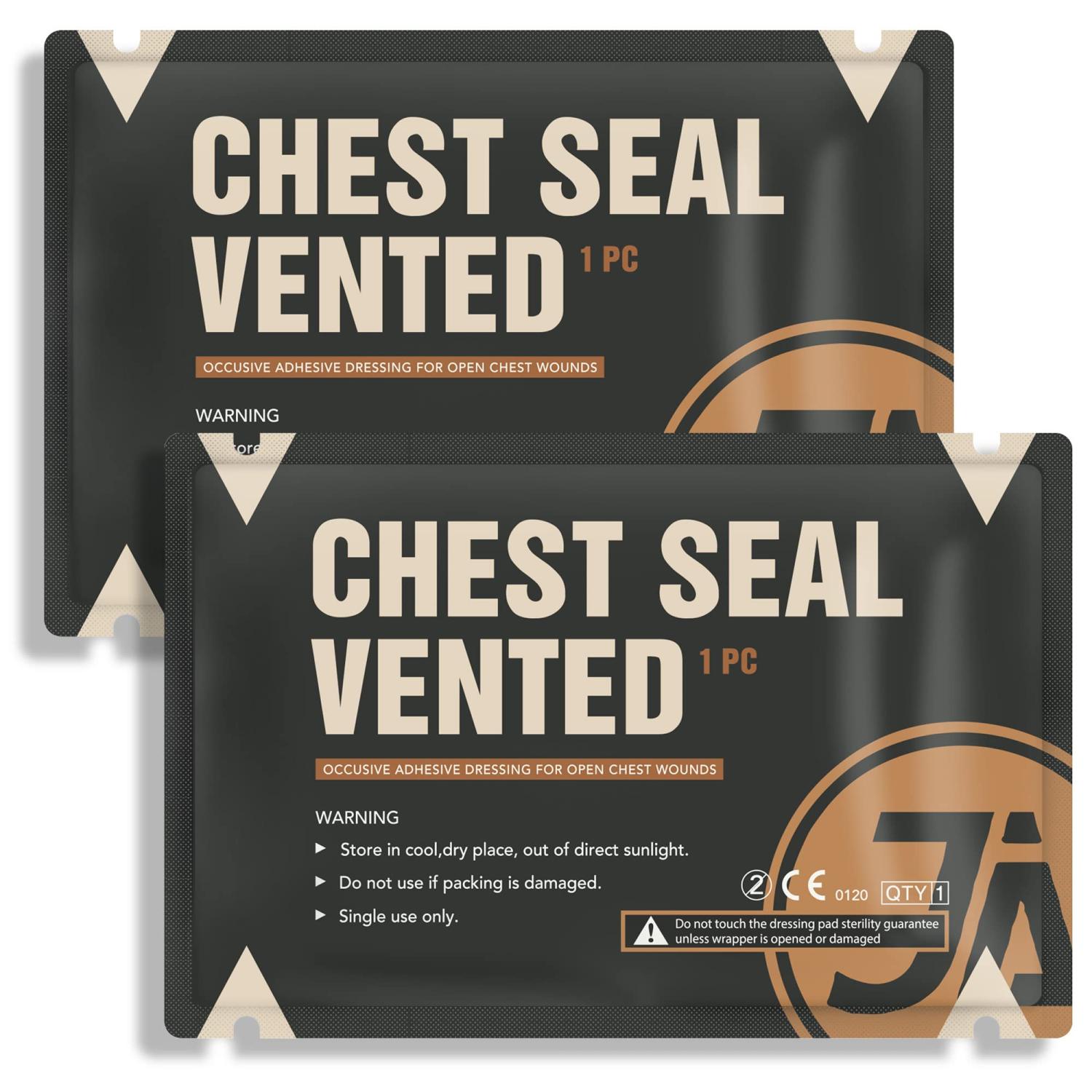 2-Count Chest Seal Vented for Open Sucking Chest Wounds | Emergency ...