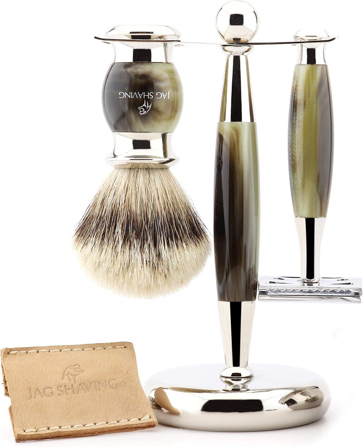 JAG Shaving Luxury Razor Set for Men - Double-Sided Razor Silver Tip ...