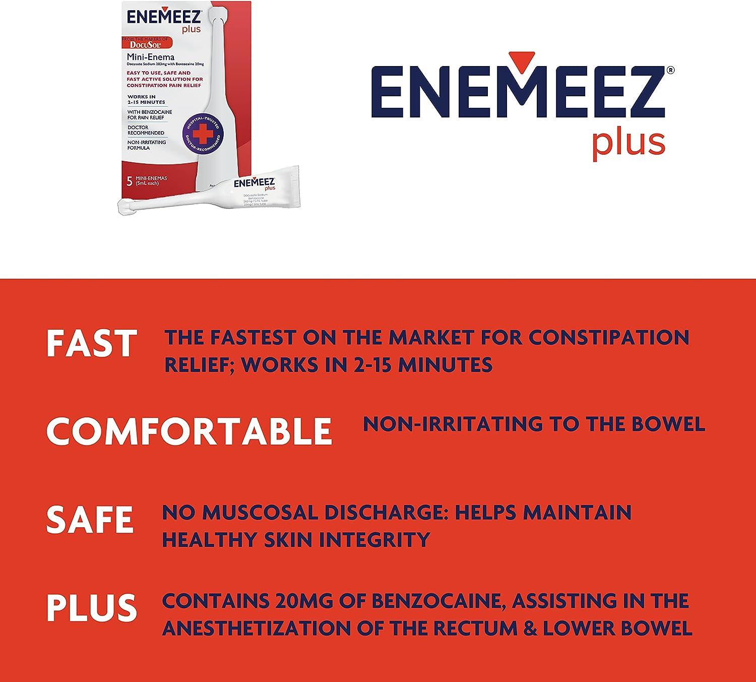 Docusol Plus Mini Enema Clear 5ml 5 Count - Docusate Sodium with ...