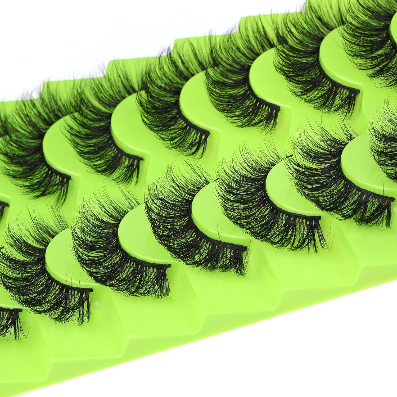 Cat Eye Mink Lashes - Fluffy Wispy Natural False Eyelashes - 18MM Long ...