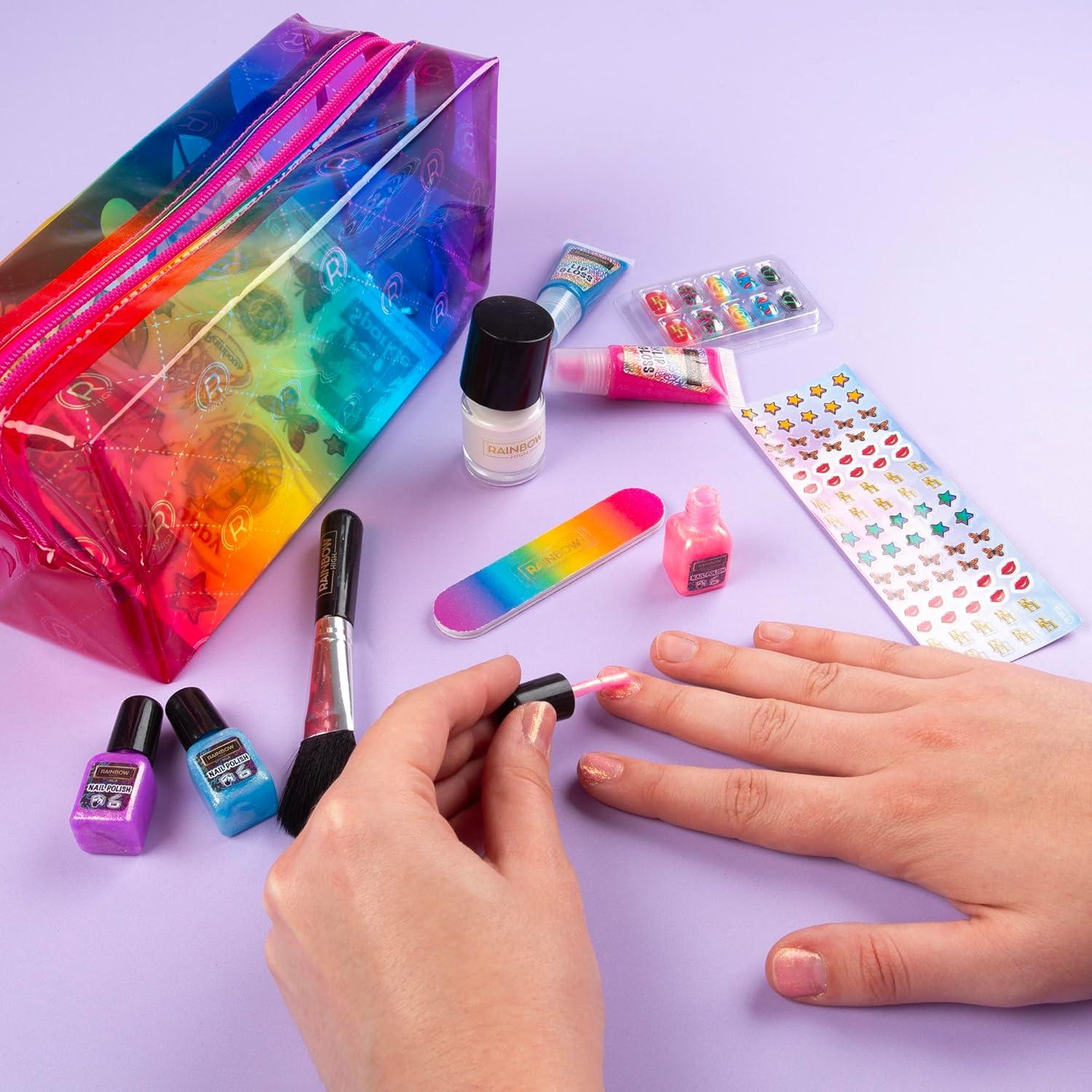 Rainbow High Makeup Set for Girls - Lip Gloss, Nail Varnish, Gems ...