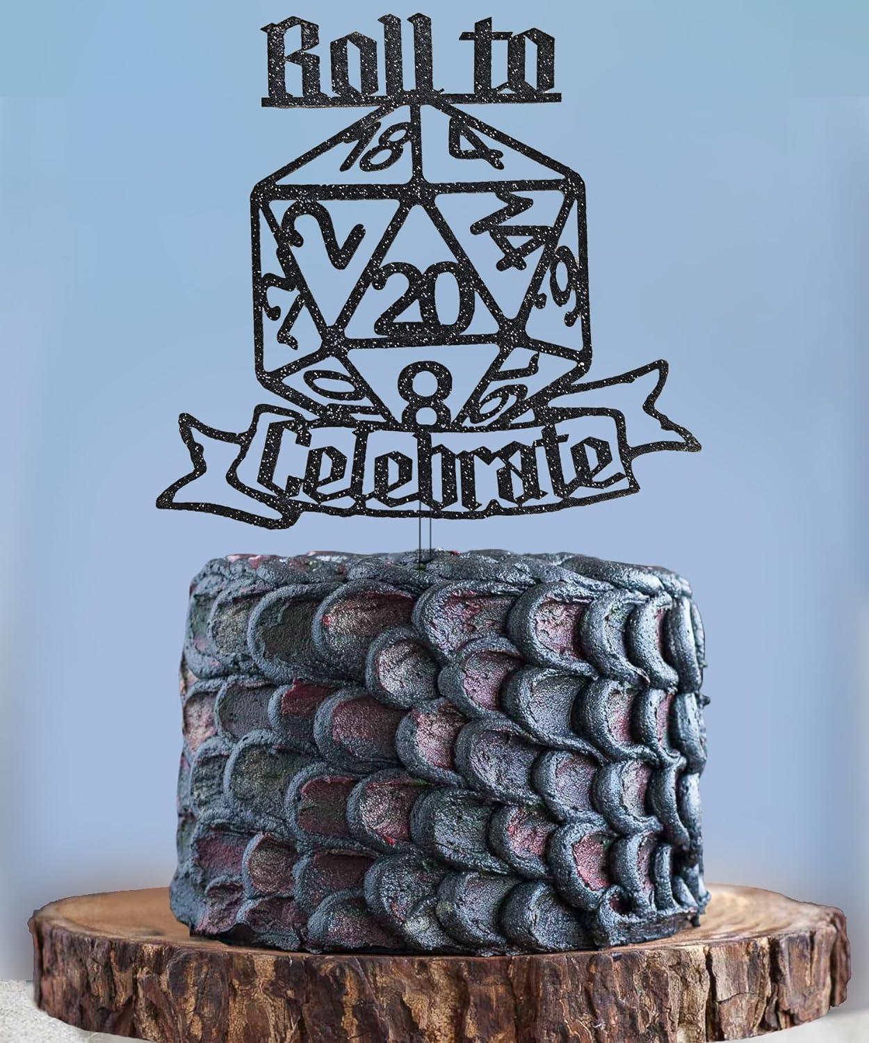D20 Dice DnD Birthday Cake Topper DnD Theme Roll to Celebrate Cake ...