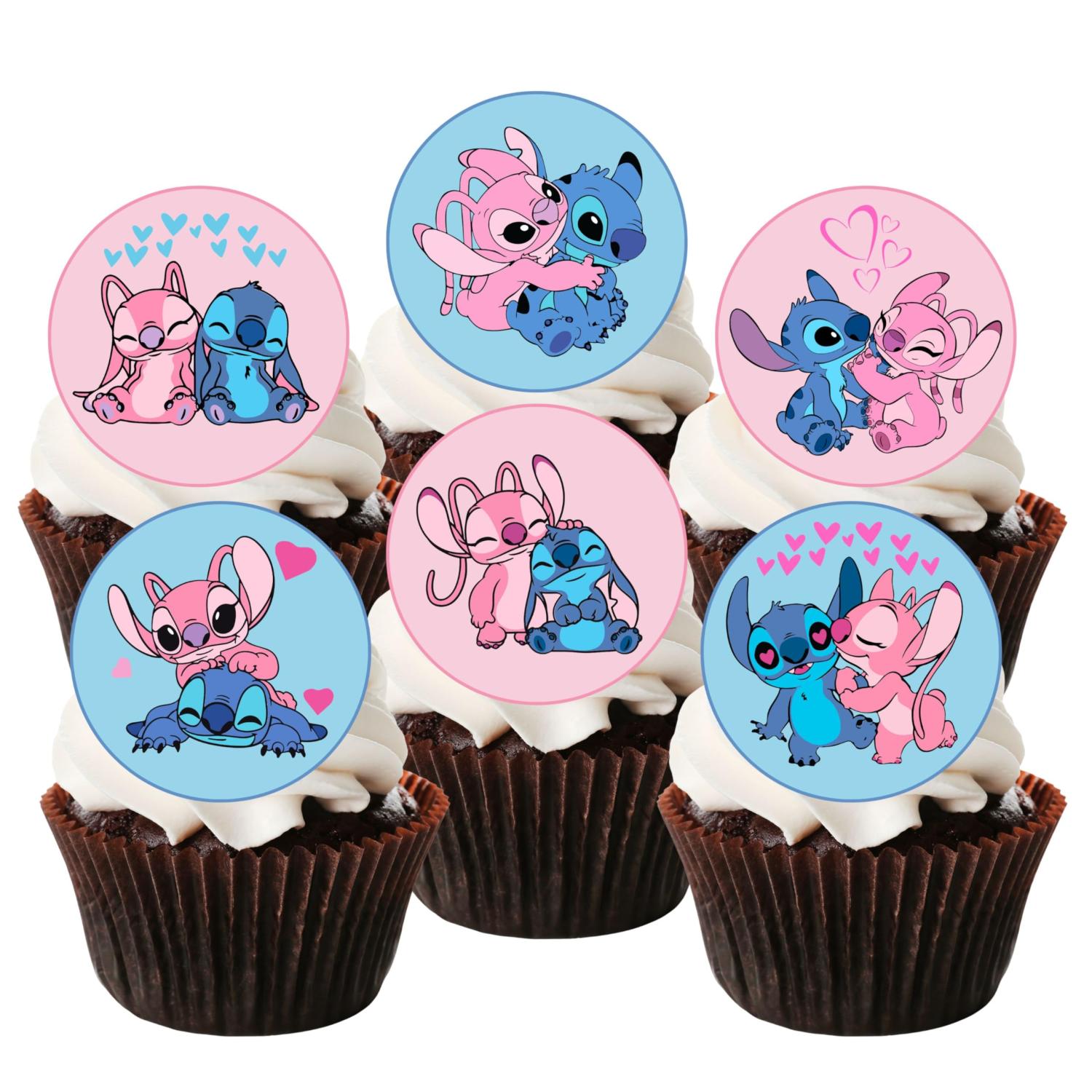 24 Stitch And Angel Cupcake Toppers Edible Stitch Cake Topper Stitch ...