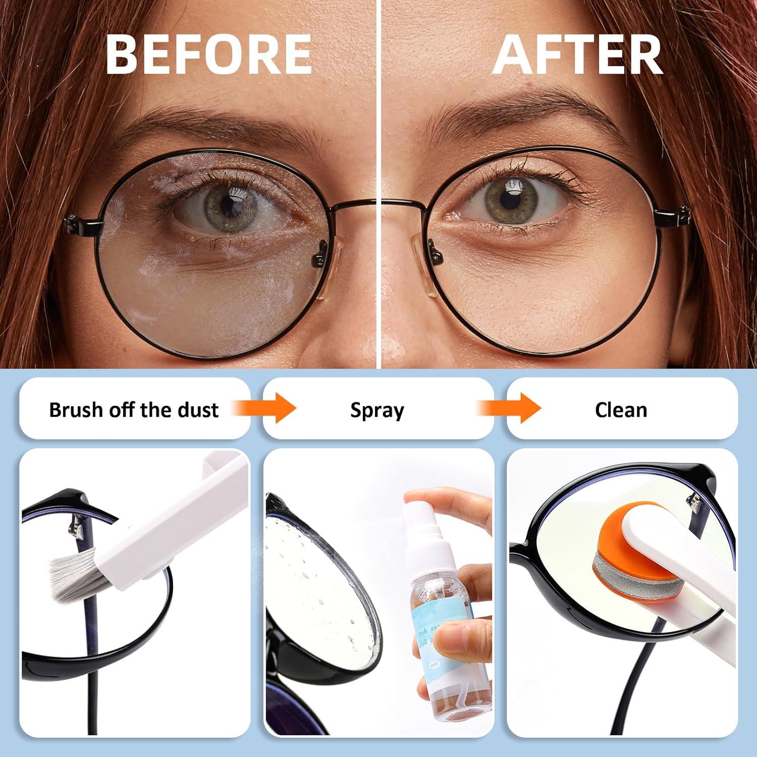 Glasses Cleaner Kit - Eyeglass Cleaner Spray & Microfiber Cloth Set ...