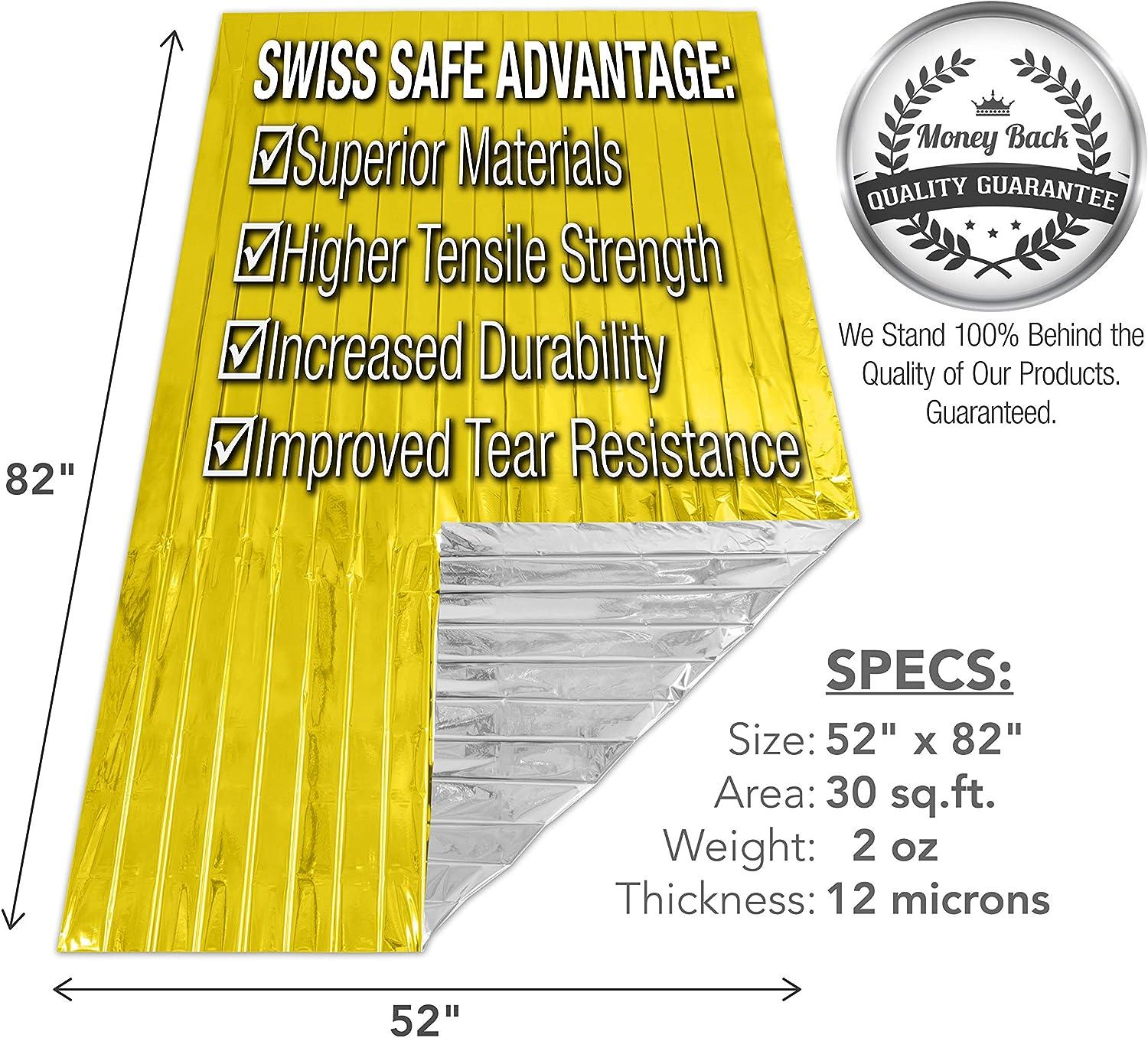 Swiss Safe Emergency Mylar Thermal Blankets - 25 Pack with Bonus Gold ...