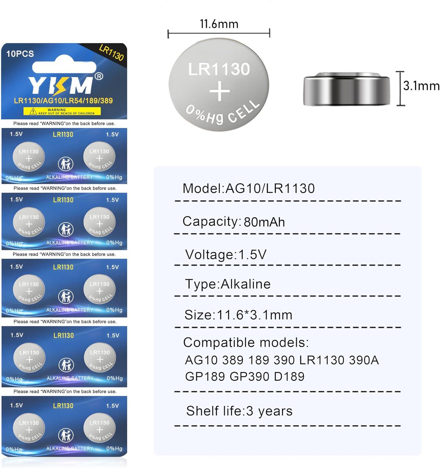 Tea Sign 30-Pack AG10 LR1130 1.5V Button Cell Batteries - Long-Lasting ...