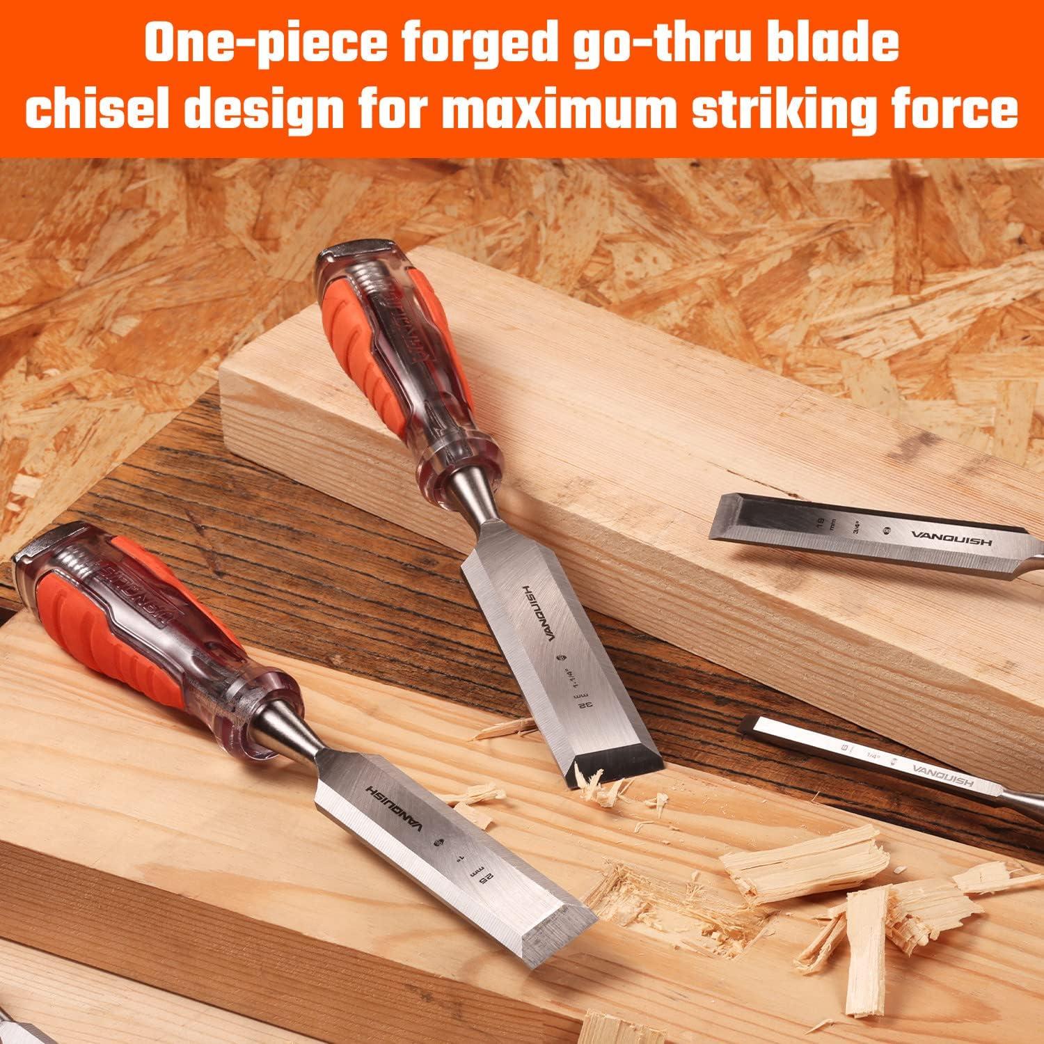 VANQUISH High-Impact Wood Chisel with One-Piece Forged Blade Go-Thru ...