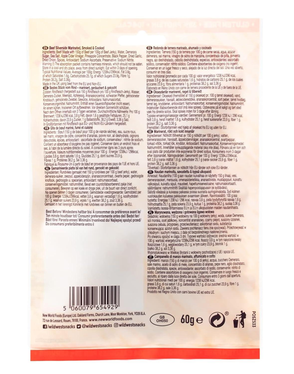 Wild West Steak Strips 16 Pack - High Protein Beef Jerky Snack (60g ...