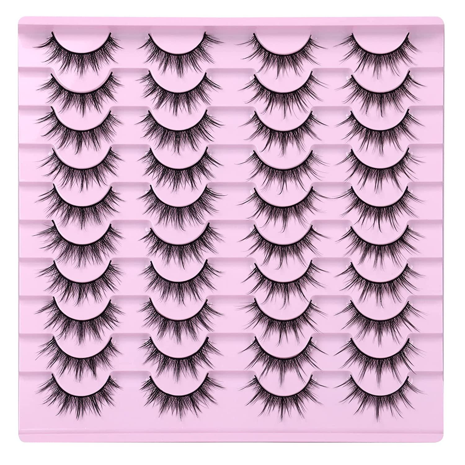 JIMIRE 3D Fluffy False Eyelashes - Natural Cluster Wispy & Spiky - 20 ...