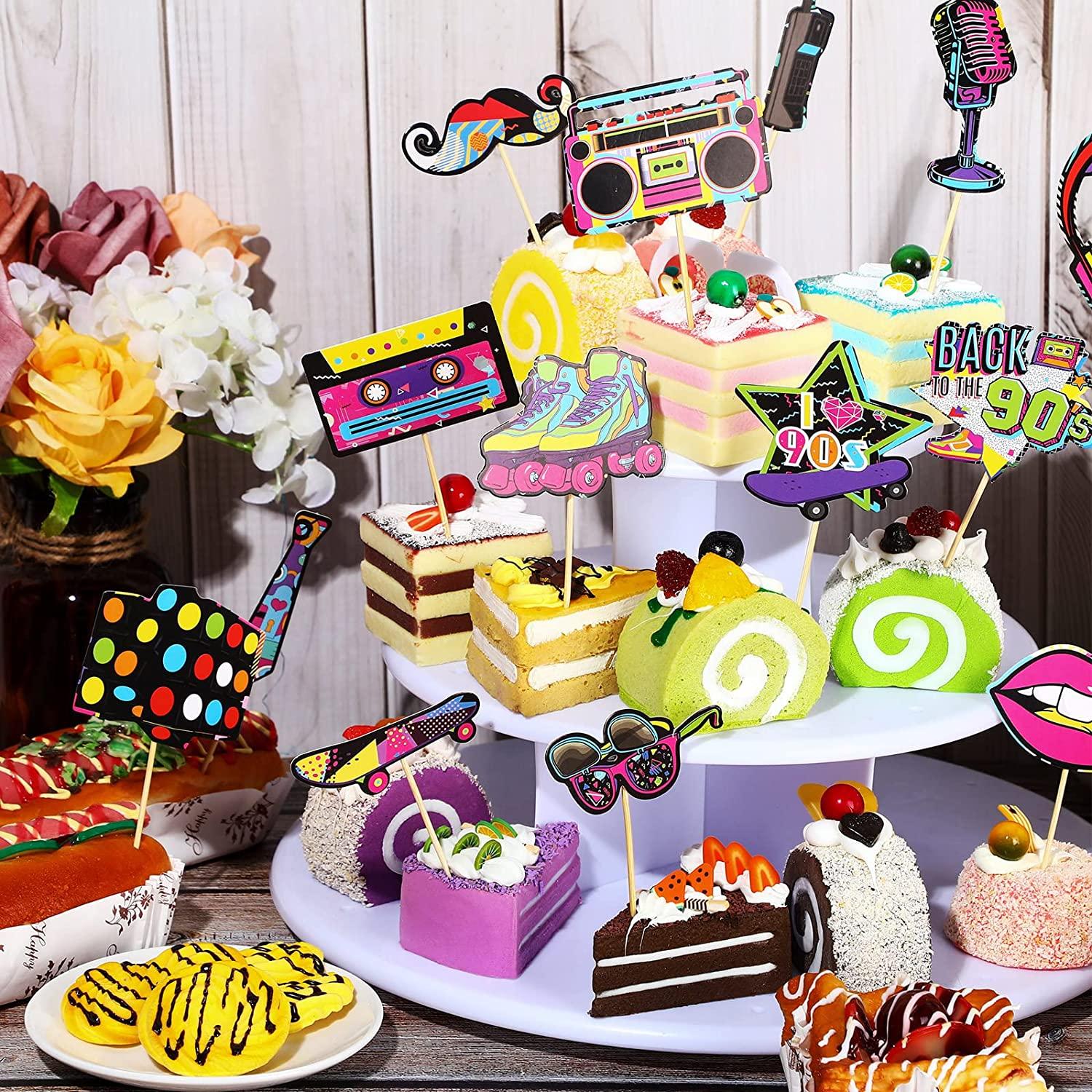 32-Piece Roller Skate Cake Topper Set - 90s Style | Birthday Party ...