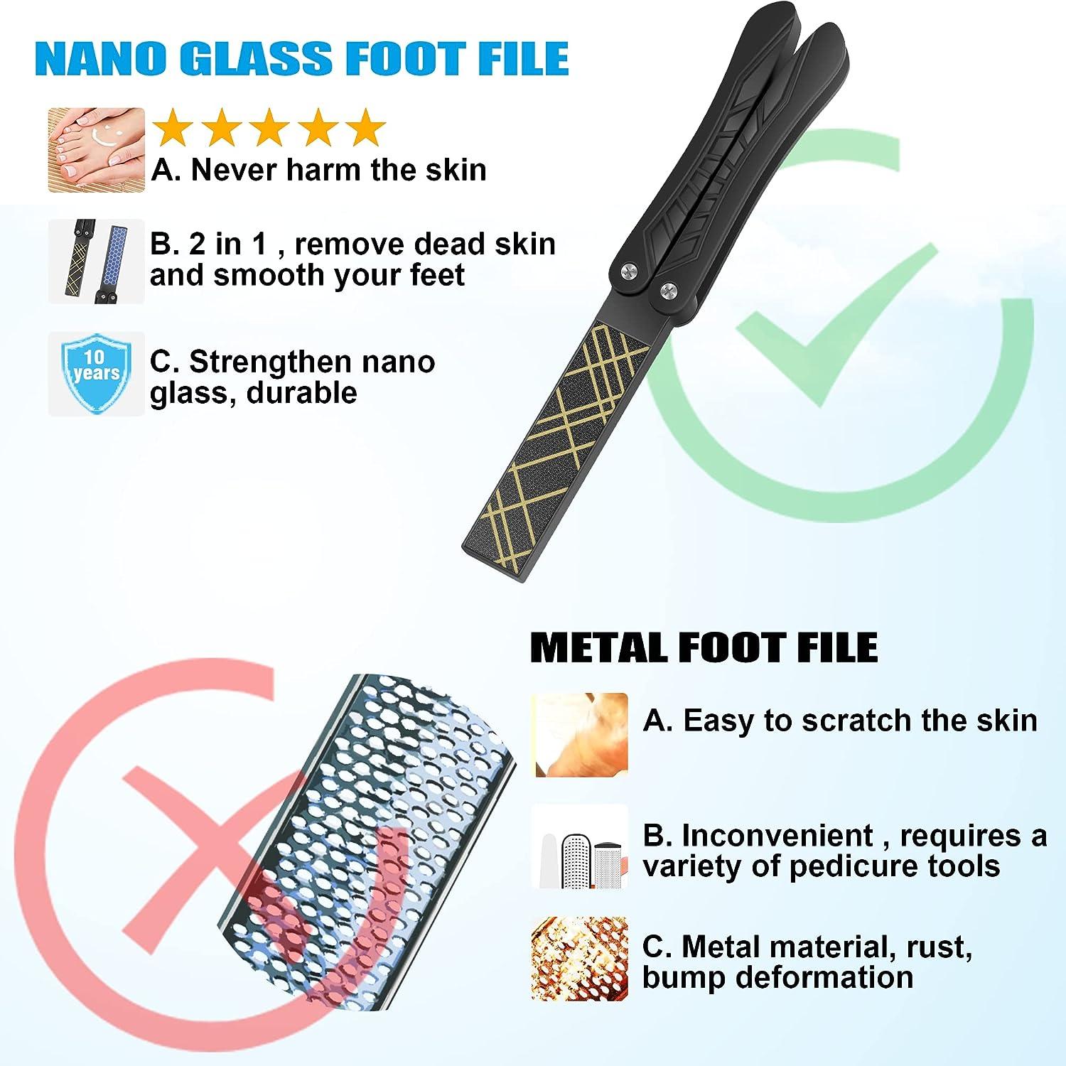 Nano Glass Foot File: Foldable Foot Scrubber for Callus Removal | 2 ...