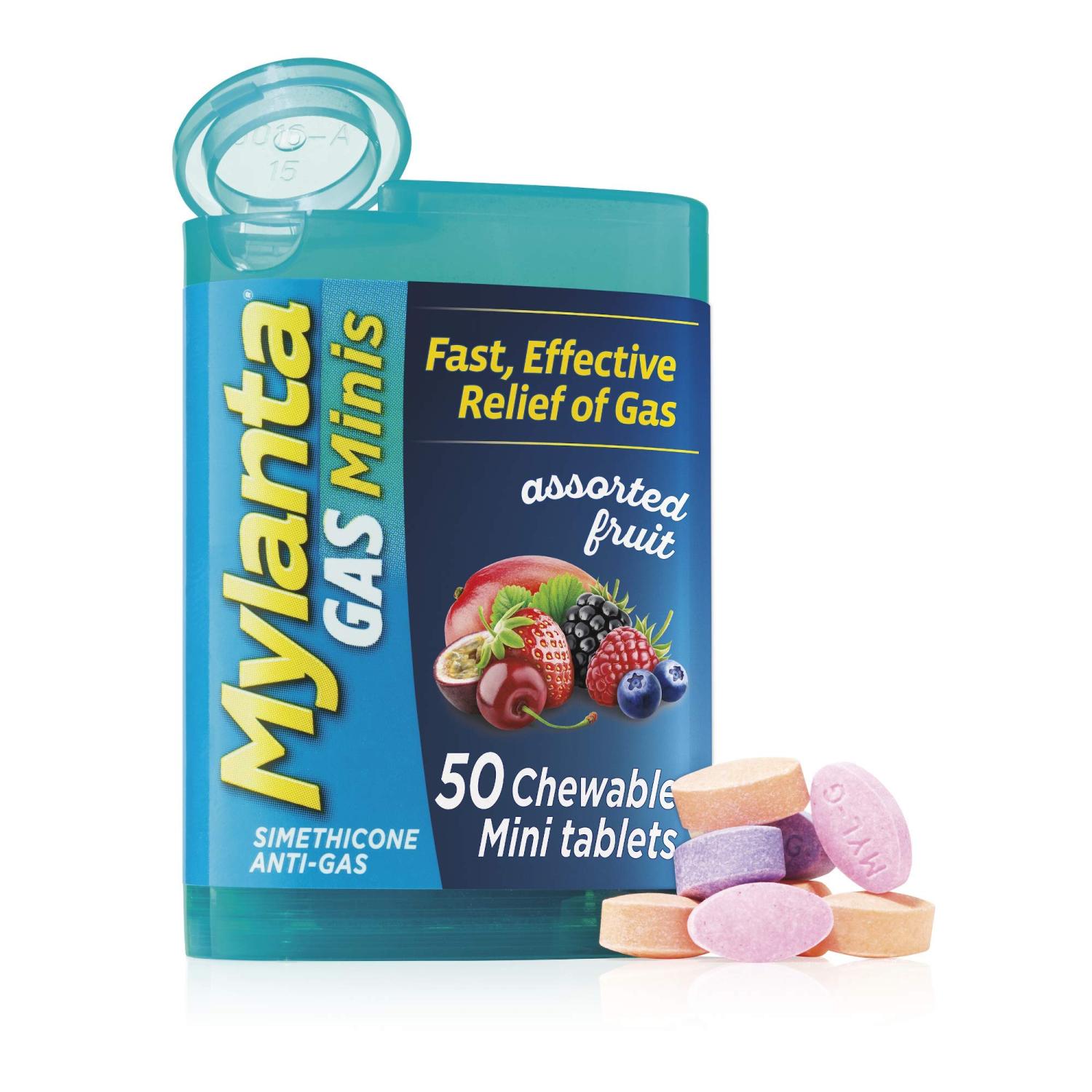 Mylanta Gas Relief Tablets - 60 Count Assorted Fruit Flavored Minis