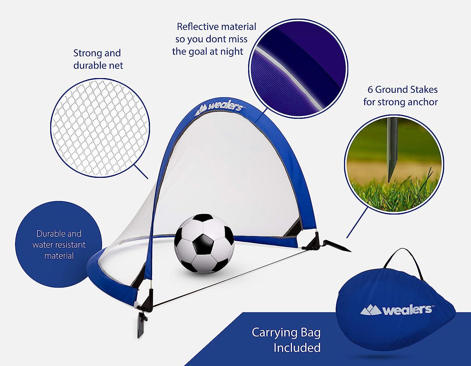 Collapsible Soccer Goal Set of 2 with Travel Bag - Ultra Portable 4ft ...
