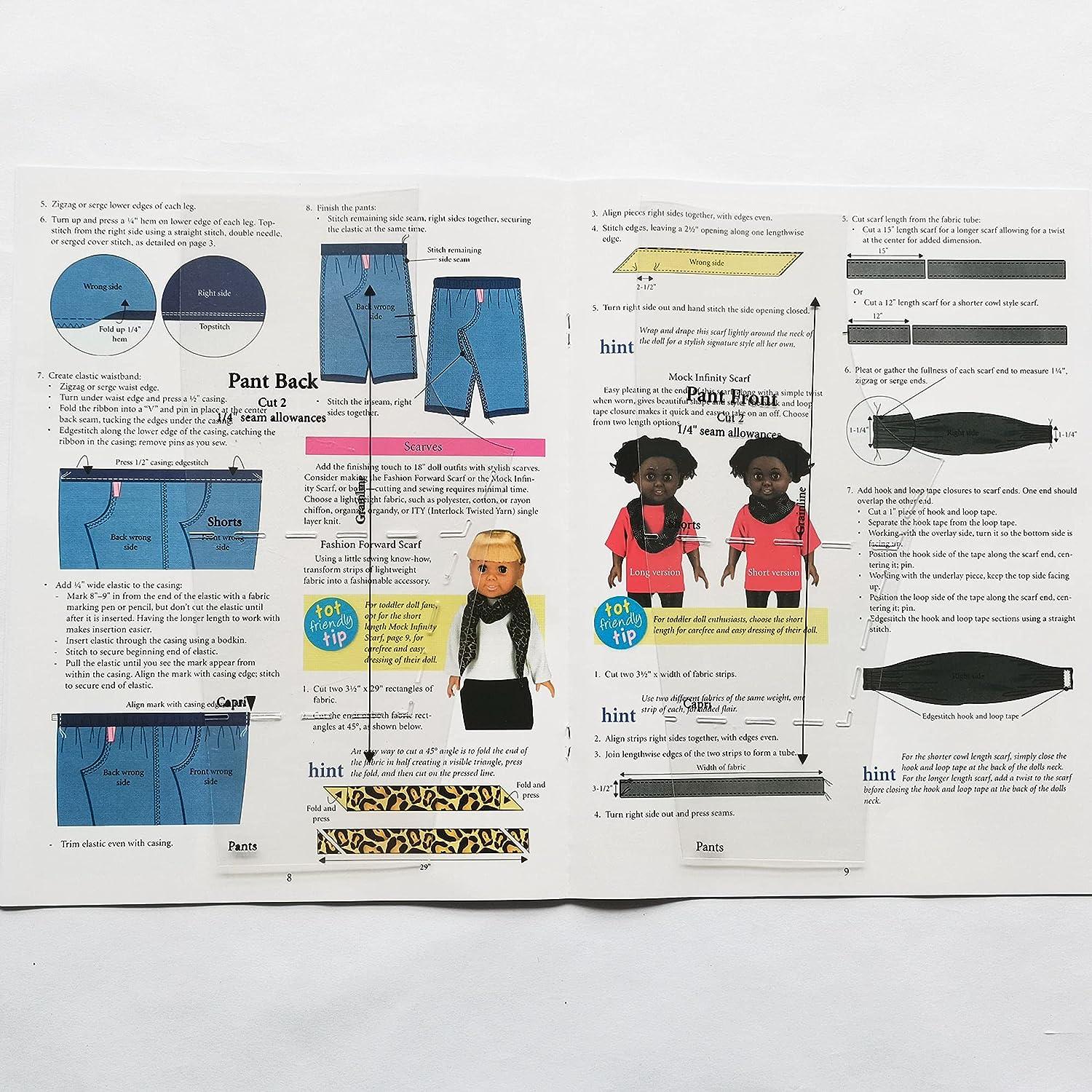 HONEYSEW Quick Trace Doll Fashions Templates for 18 Dolls - Includes 5 ...