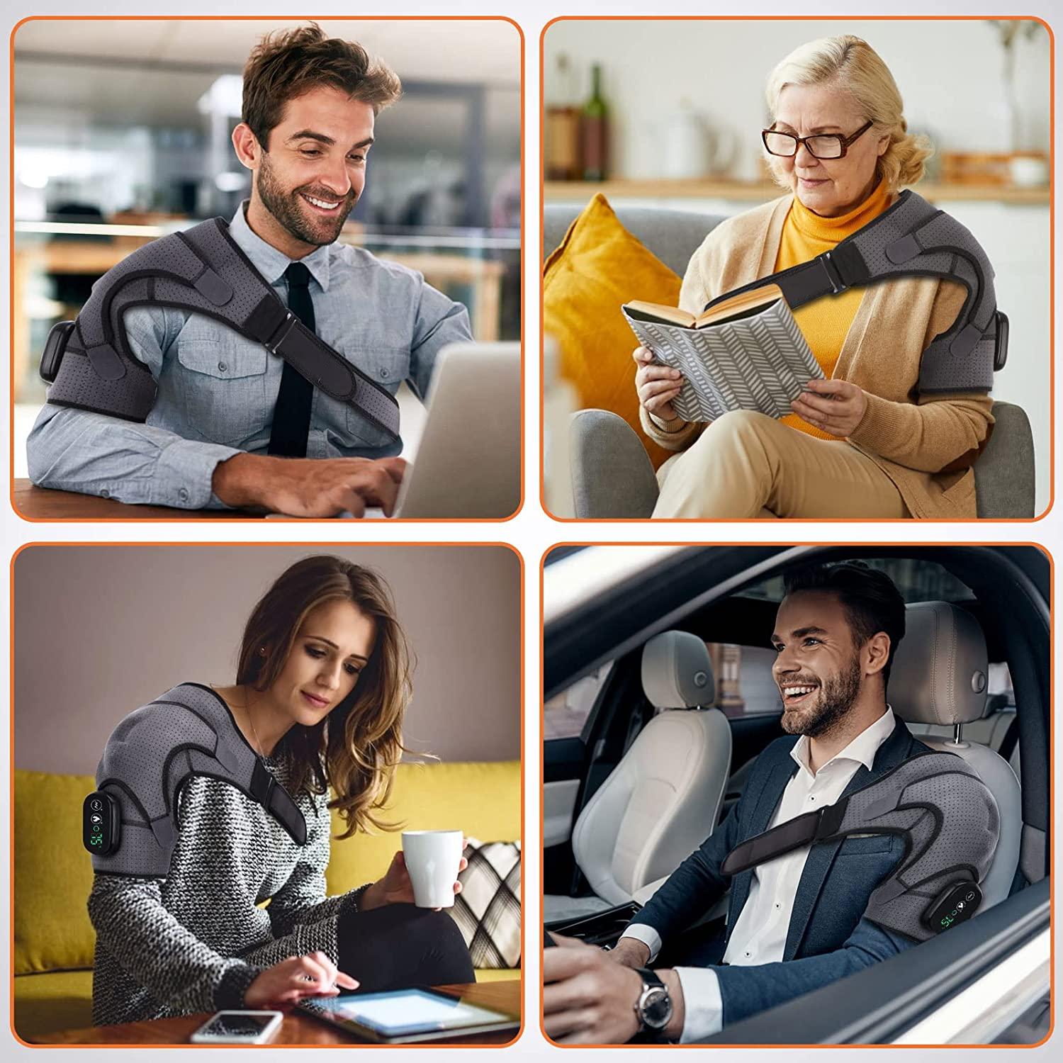 Heated Shoulder Wrap with Vibration | Electric Heating Pad Massager for ...