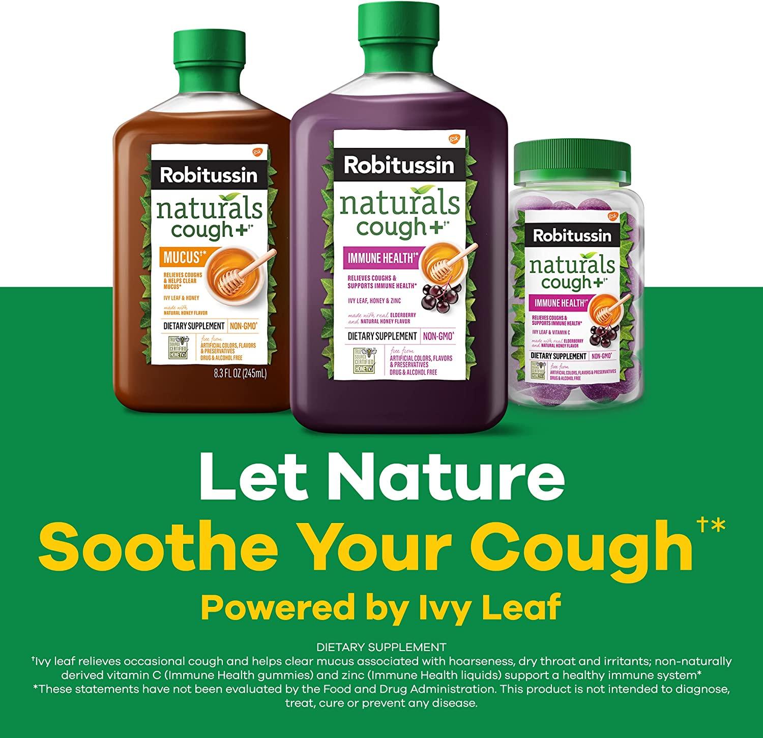 Robitussin Naturals Cough Relief Plus Immune Health Supplement - Honey ...