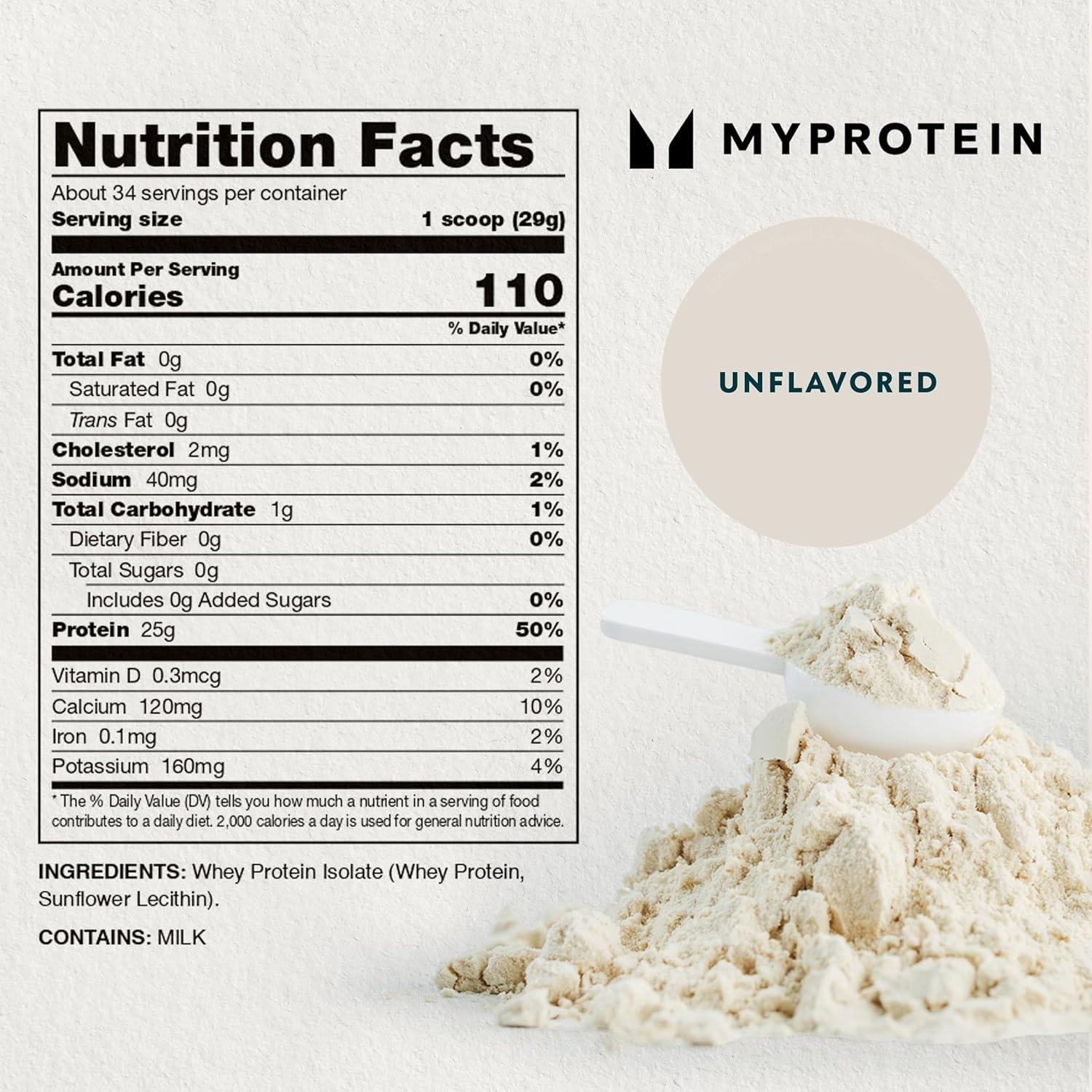 Myprotein Impact Whey Isolate Protein Powder - Gluten Free Muscle Mass Supplement for Weight ...
